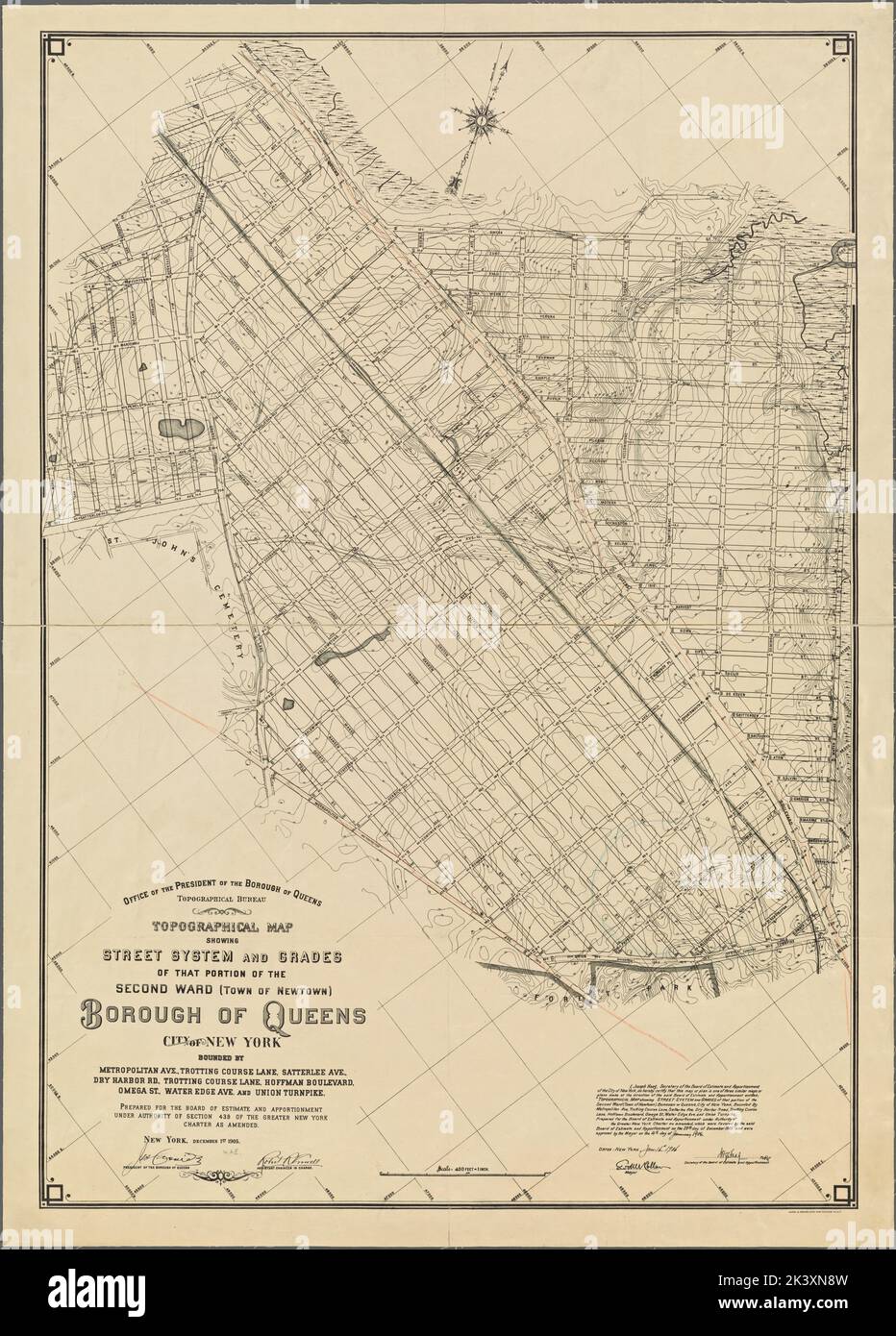 Queens Borough, Topographical Bureau. Topographic map showing street ...