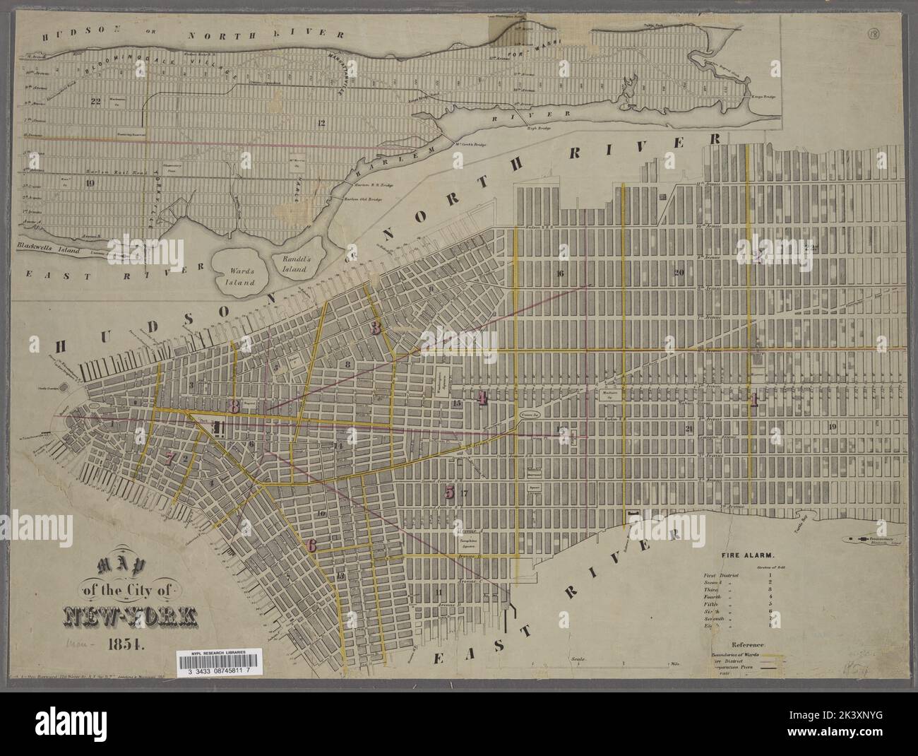 Map of the City of New York. 1854. Valentine, D. T. (David Thomas ...