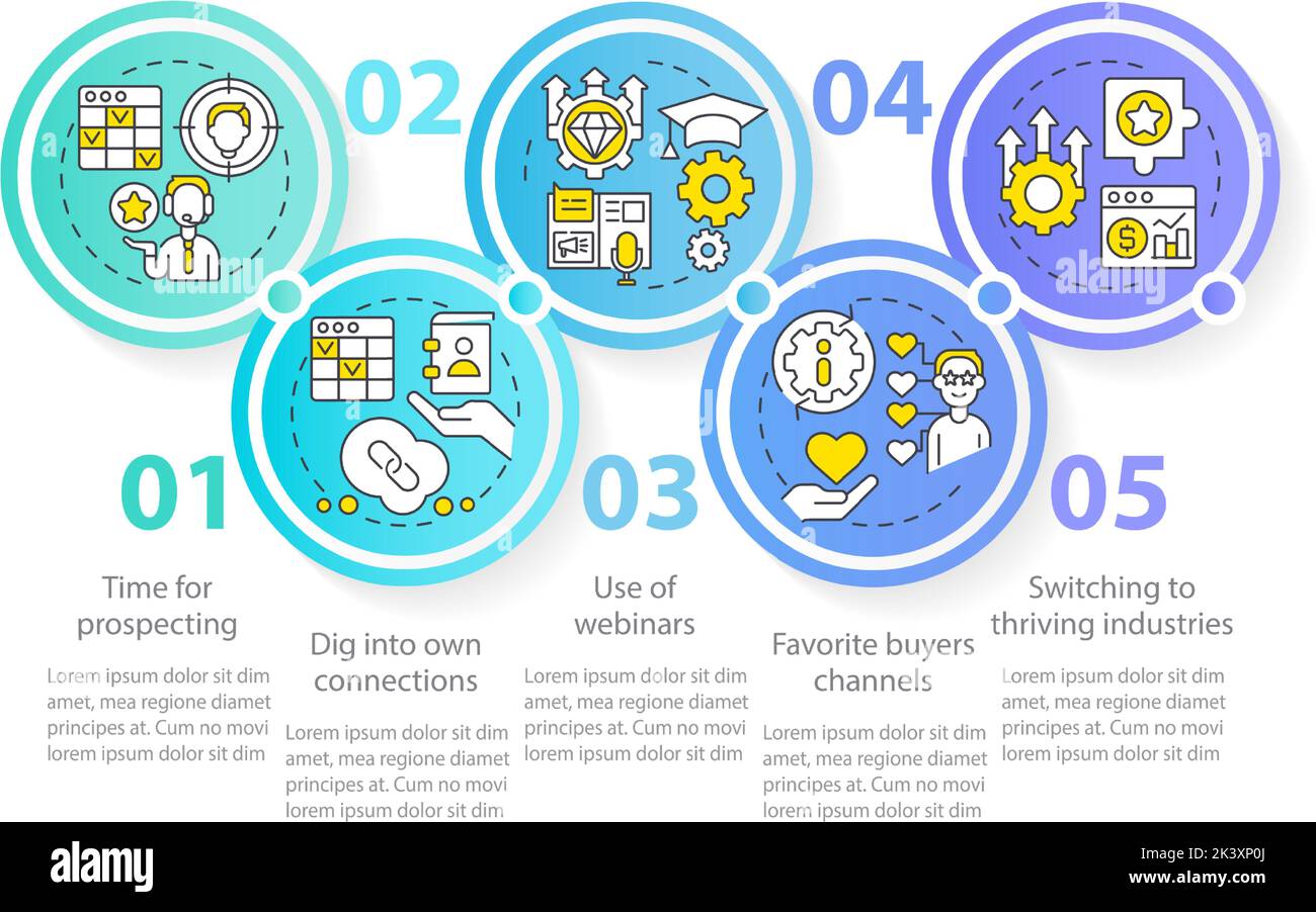 Techniques of sales prospecting circle infographic template Stock ...