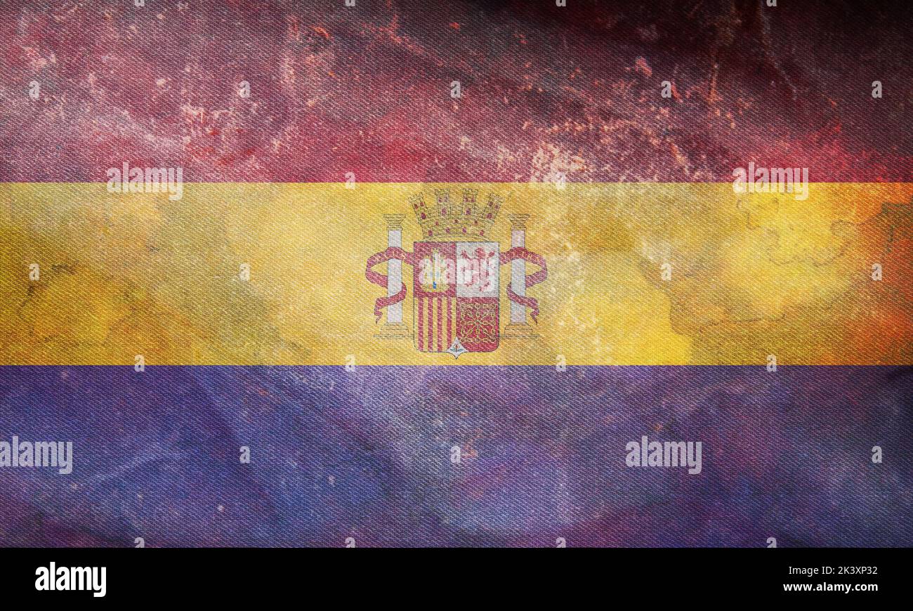 retro flag of Second Spanish Republic, Europe with grunge texture. flag ...