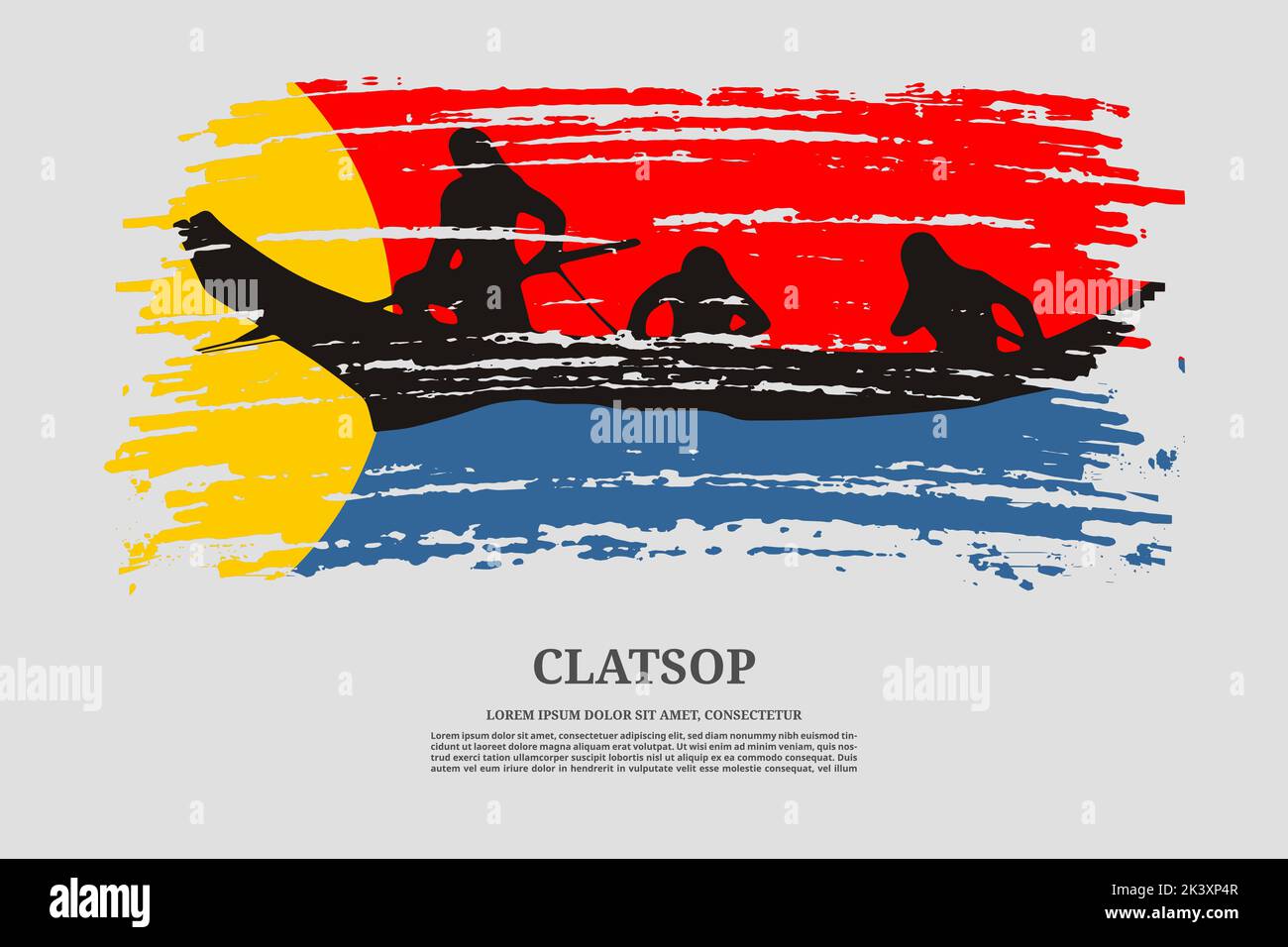Clatsop flag with brush stroke effect and information text poster ...