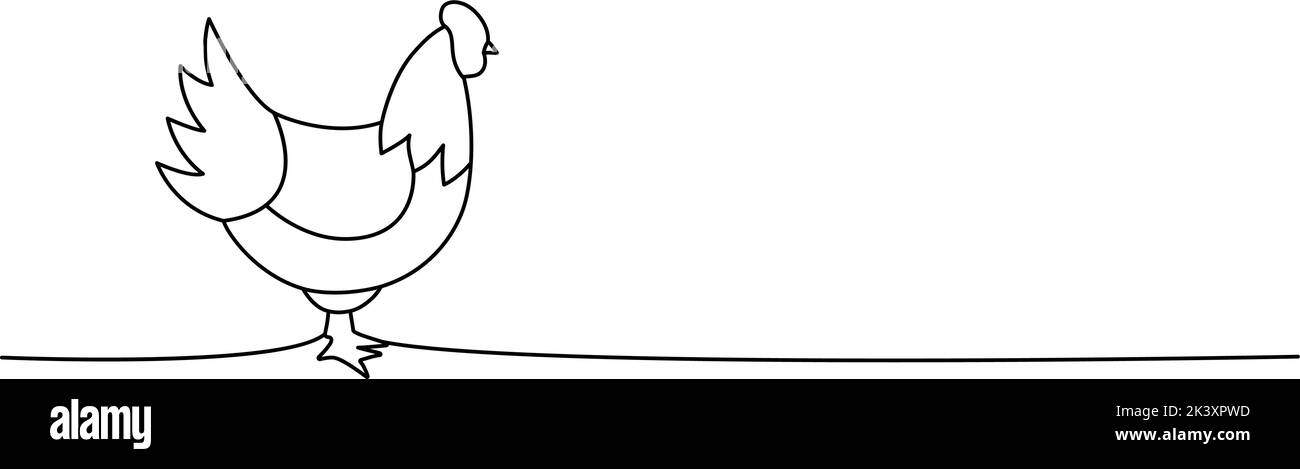 Chicken one line continuous drawing. Chicken symbol. Farm bird ...