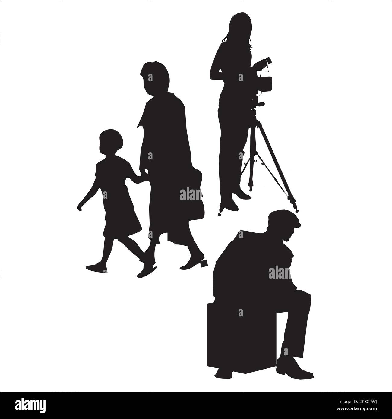 Vector Set Of Traveling Peoples Silhouettes Illustration Isolated On ...