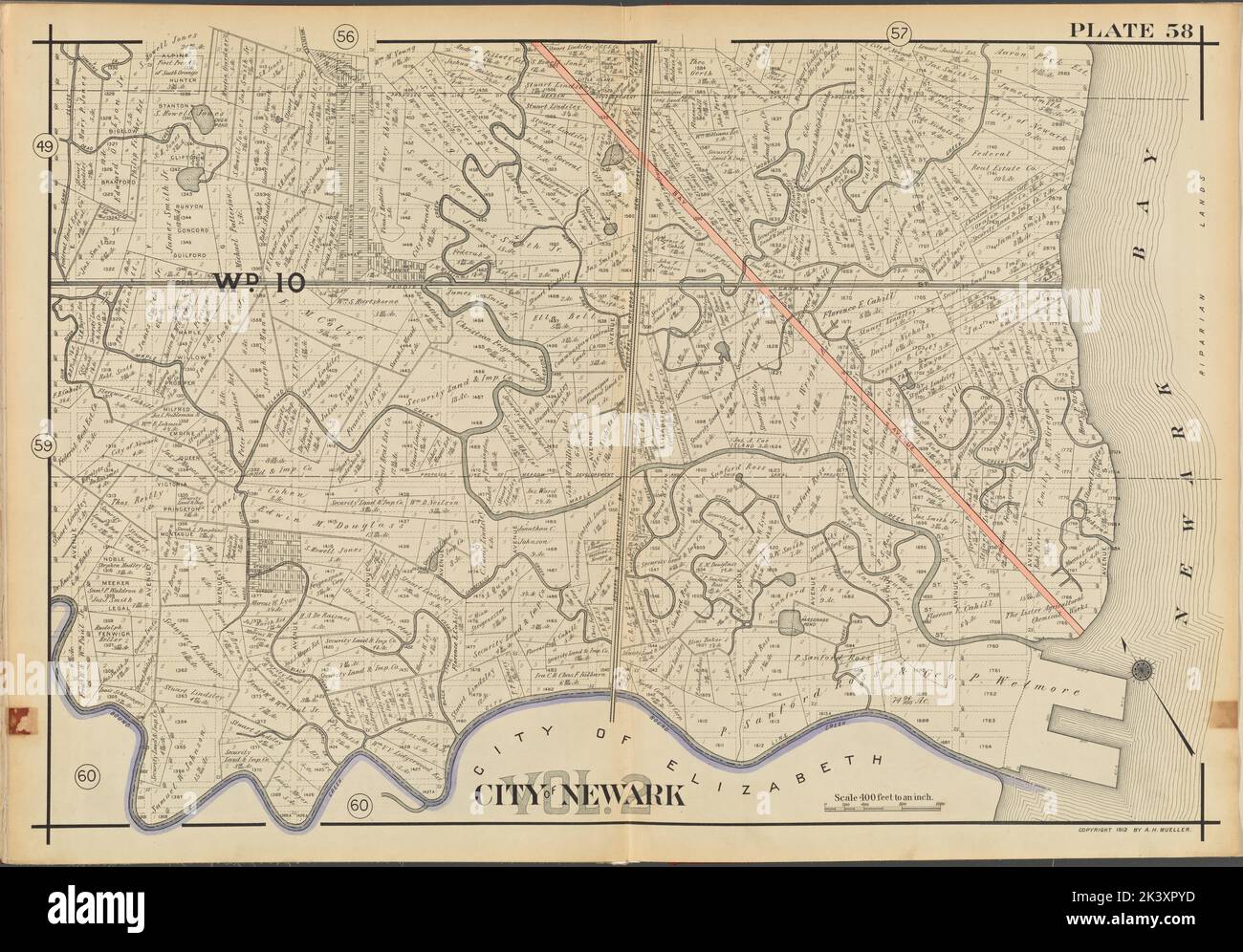 Newark, V. 2, Double Page Plate No. 58 Map city of Newark Cartographic ...