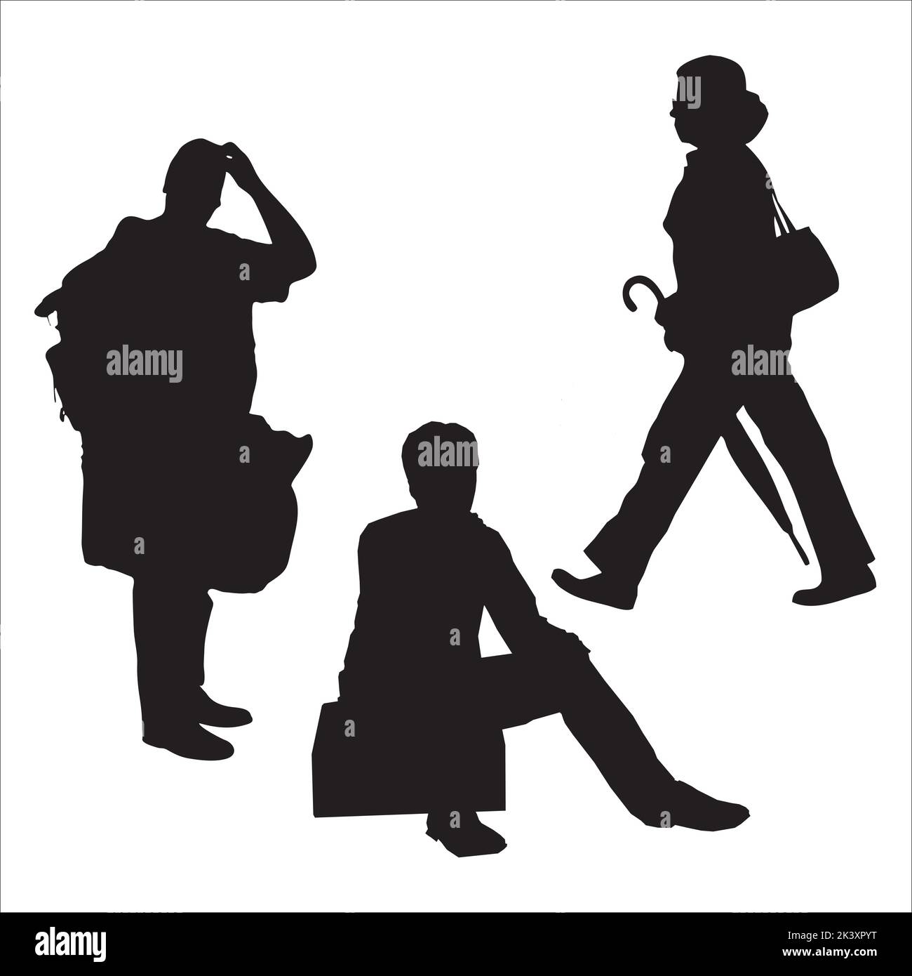 Vector Set Of Traveling Peoples Silhouettes Illustration Isolated On ...