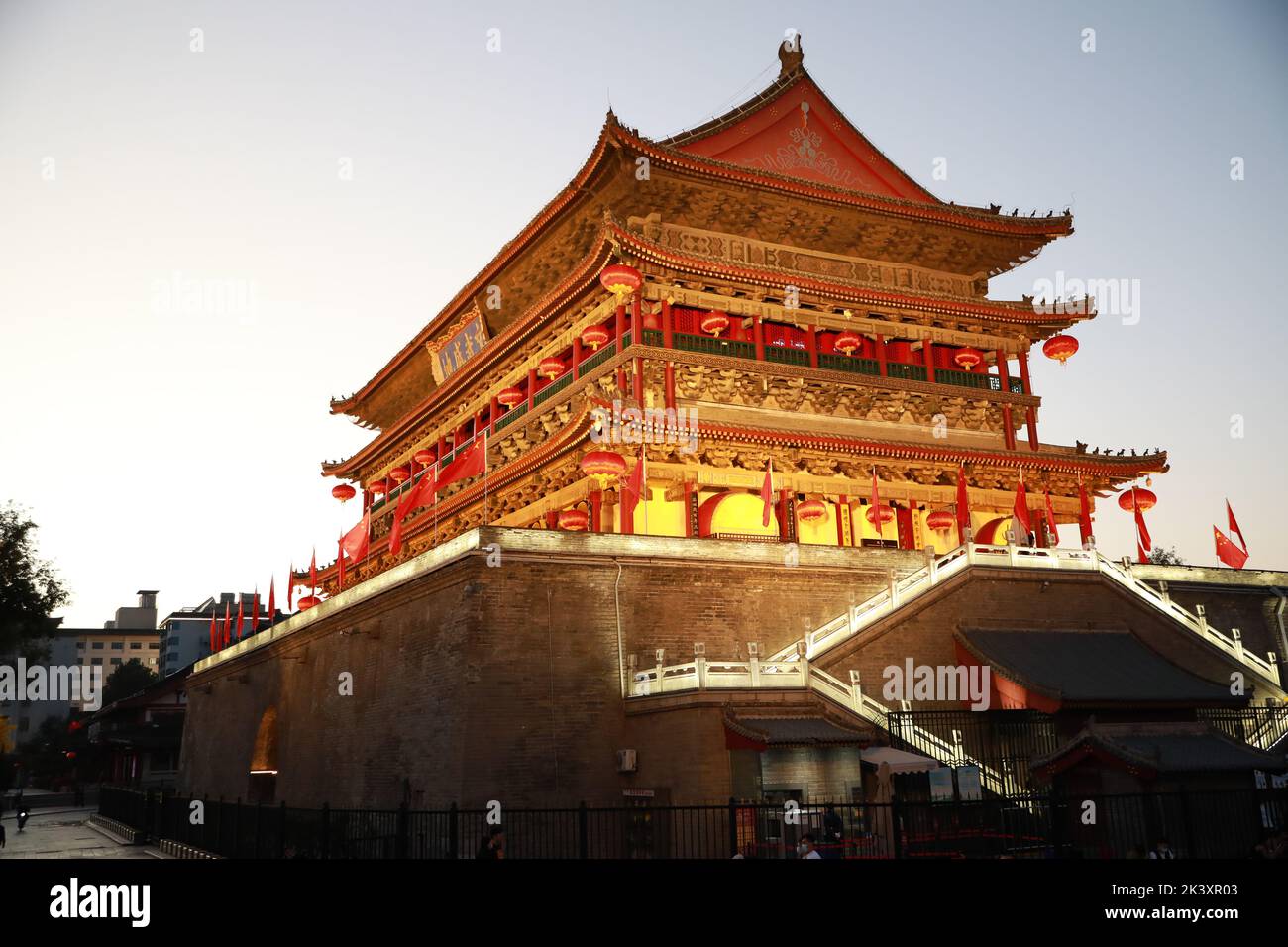 XI'AN, CHINA - SEPTEMBER 28, 2022 - National flags fly on a street in ...