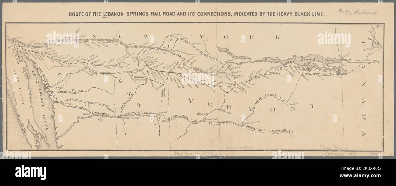 Route of the Lebanon Springs Rail Road and its connections: indicated ...