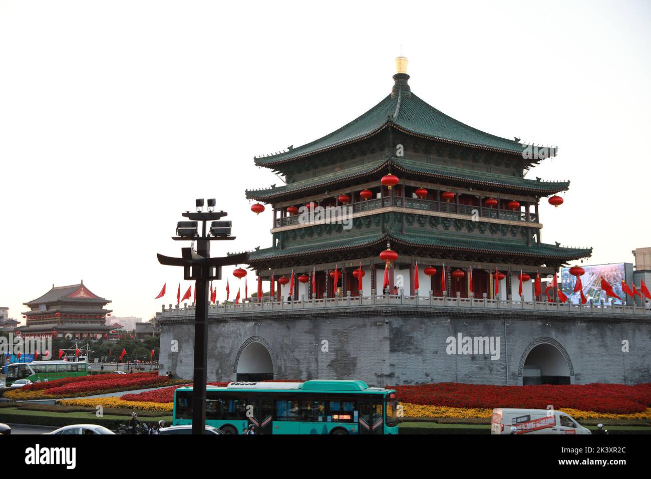 XI'AN, CHINA - SEPTEMBER 28, 2022 - National flags fly on a street in ...