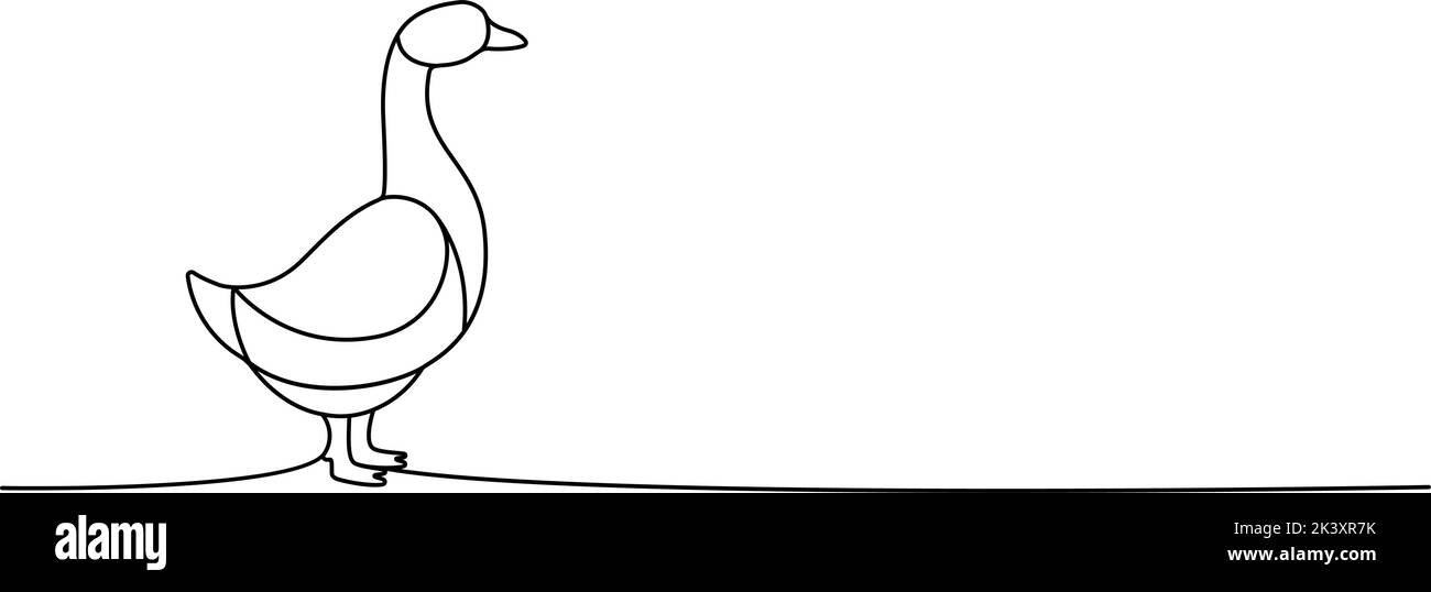 Goose one line continuous drawing. Goose symbol. Farm bird continuous ...