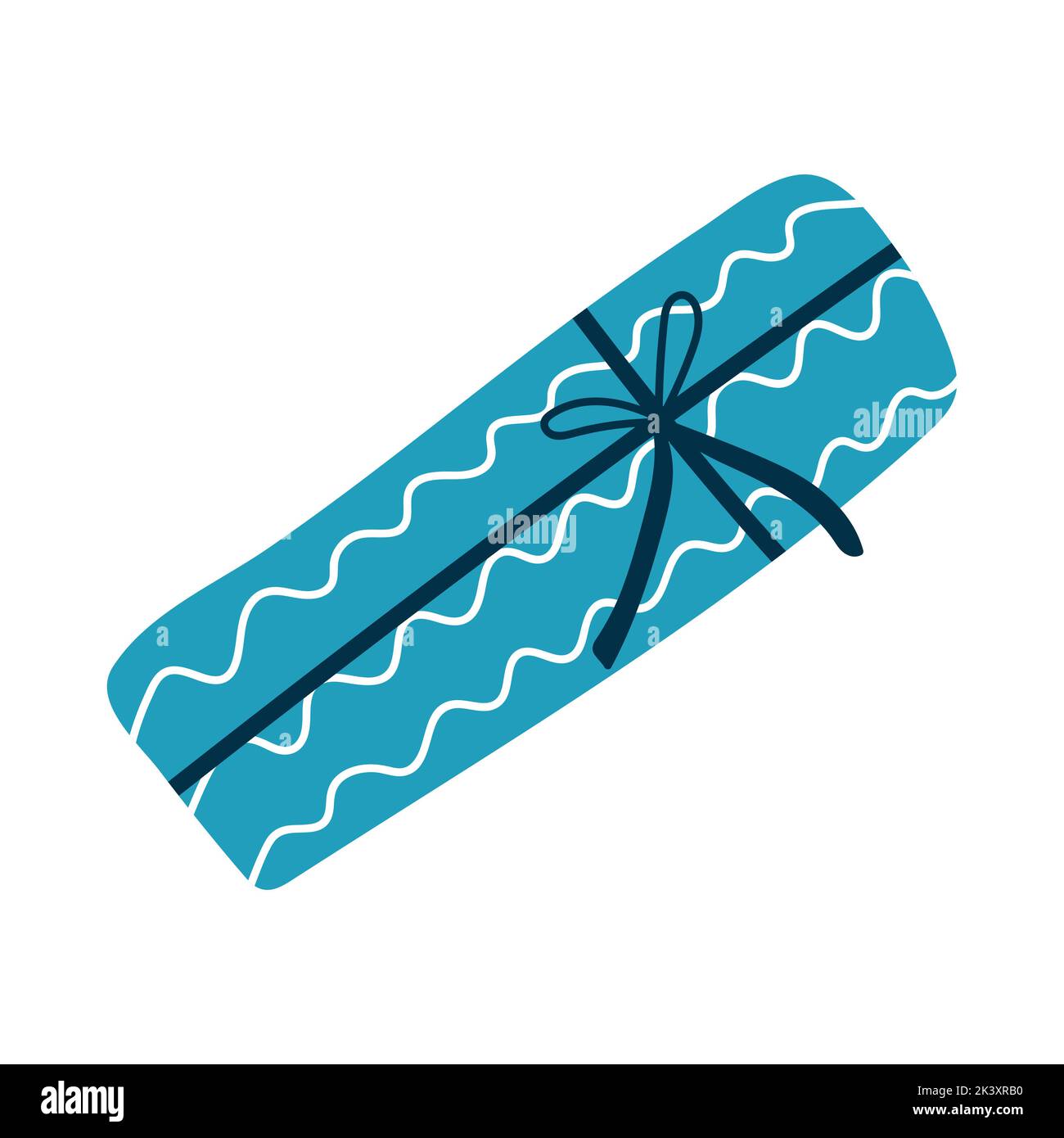 Vector illustration of blue gift box in cartoon flat style. Hand drawn ...