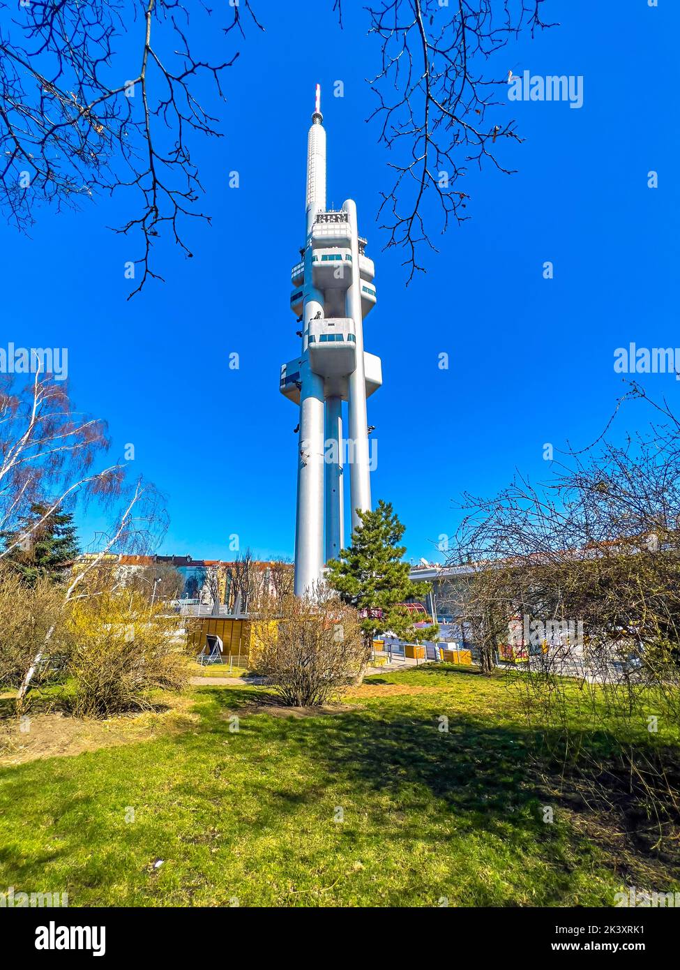 PRAGUE, CZECH REPUBLIC - MARCH 12, 2022: The view on Zizkov TV Tower ...