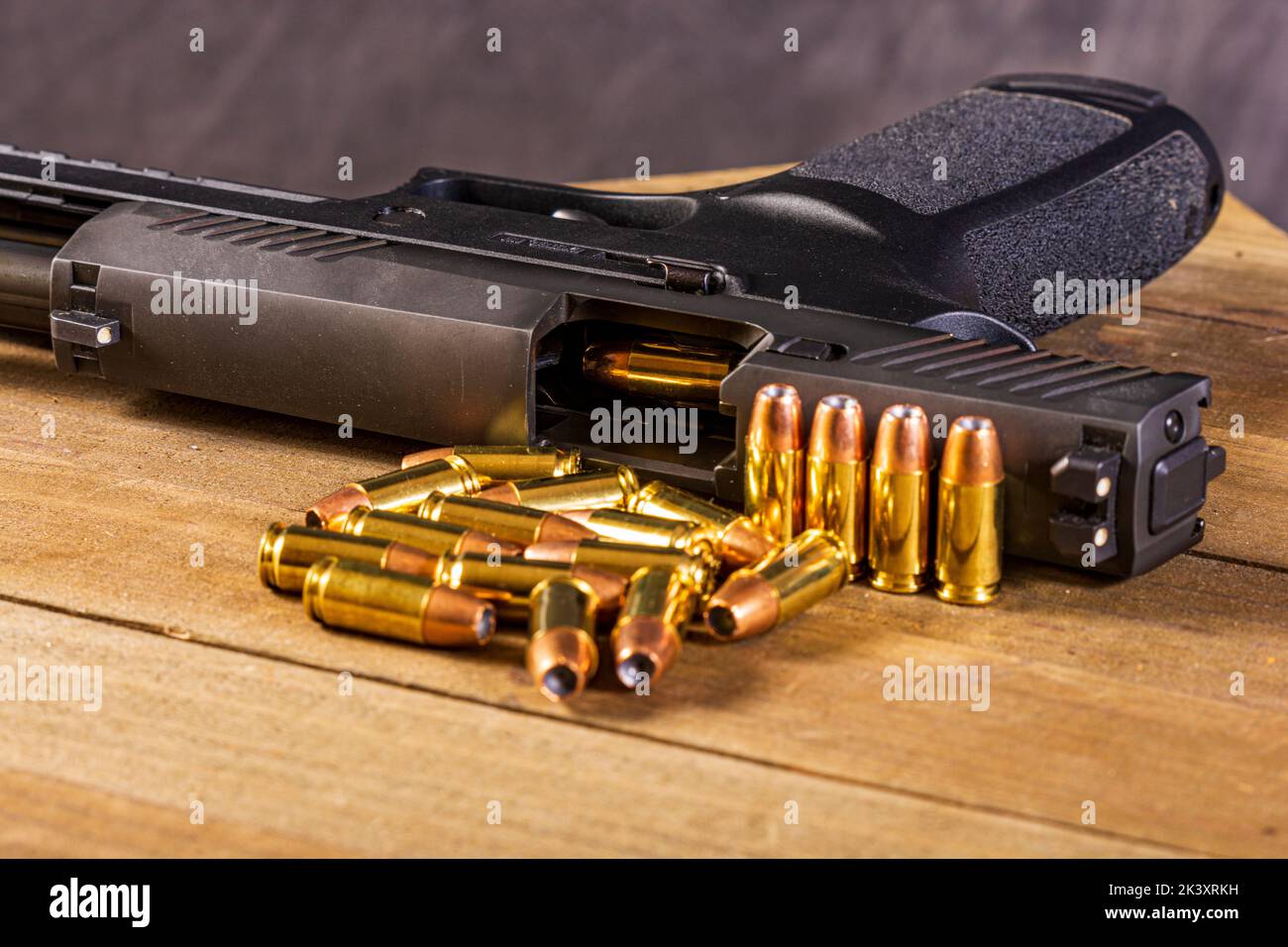 Ammunition loaded in the chamber of a handgun pistol Stock Photo - Alamy