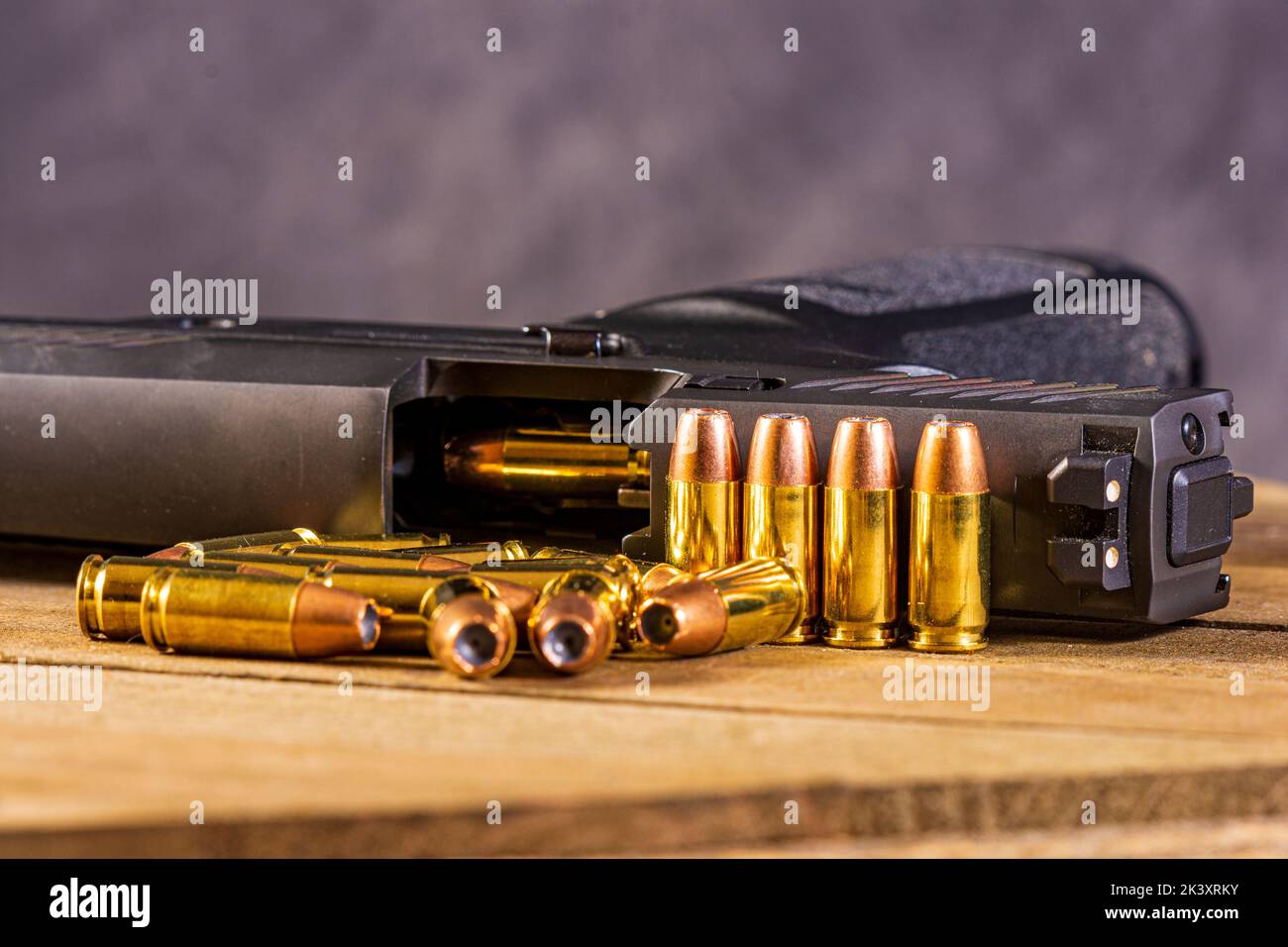 Ammunition loaded in the chamber of a handgun pistol Stock Photo - Alamy