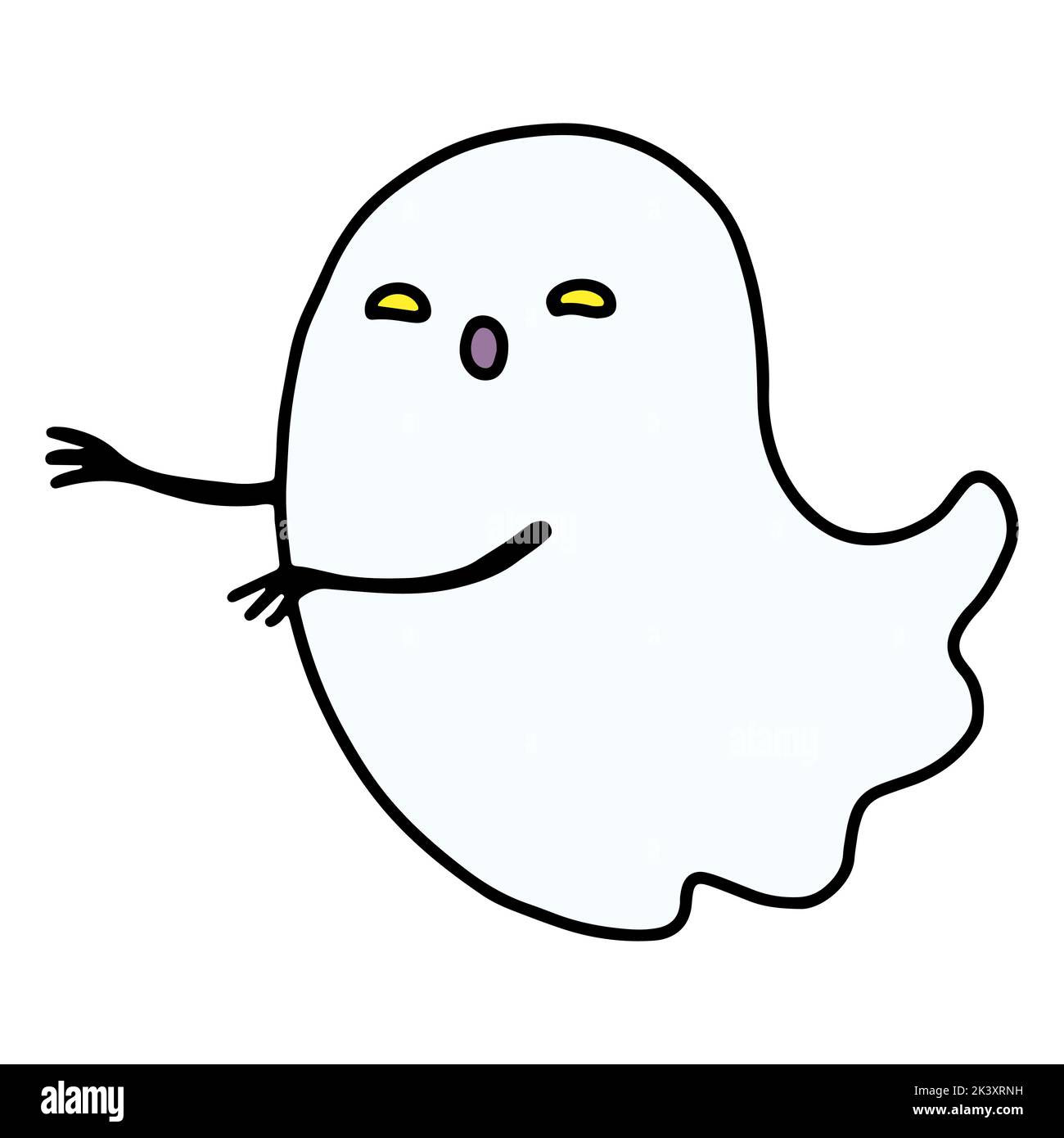 Funny Halloween Ghost Character. Hand Drawn Doodle Ghost Face Emotion ...