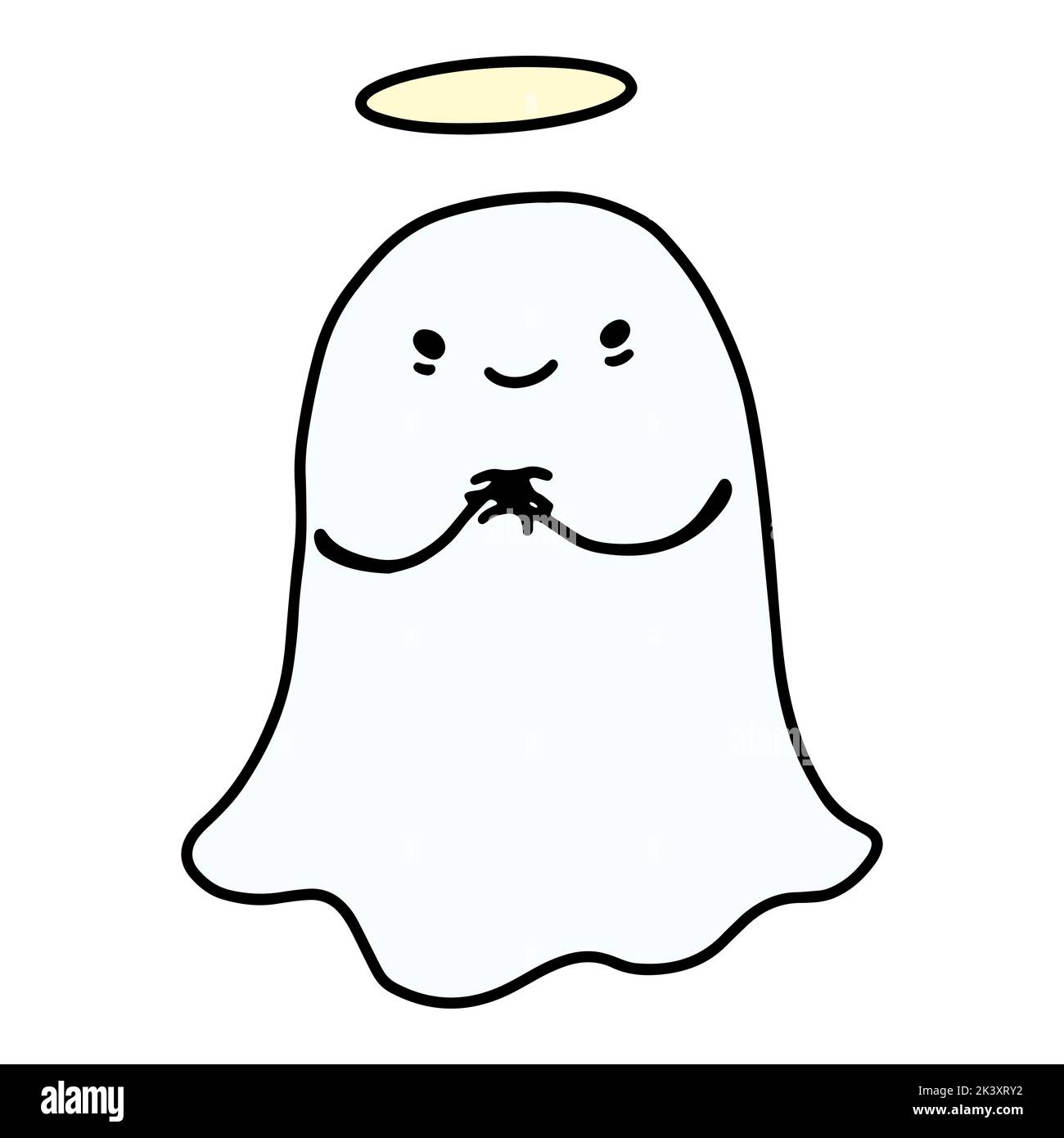 Funny Halloween Ghost Character Hand Drawn Doodle Ghost Face Emotion Cute Halloween Character