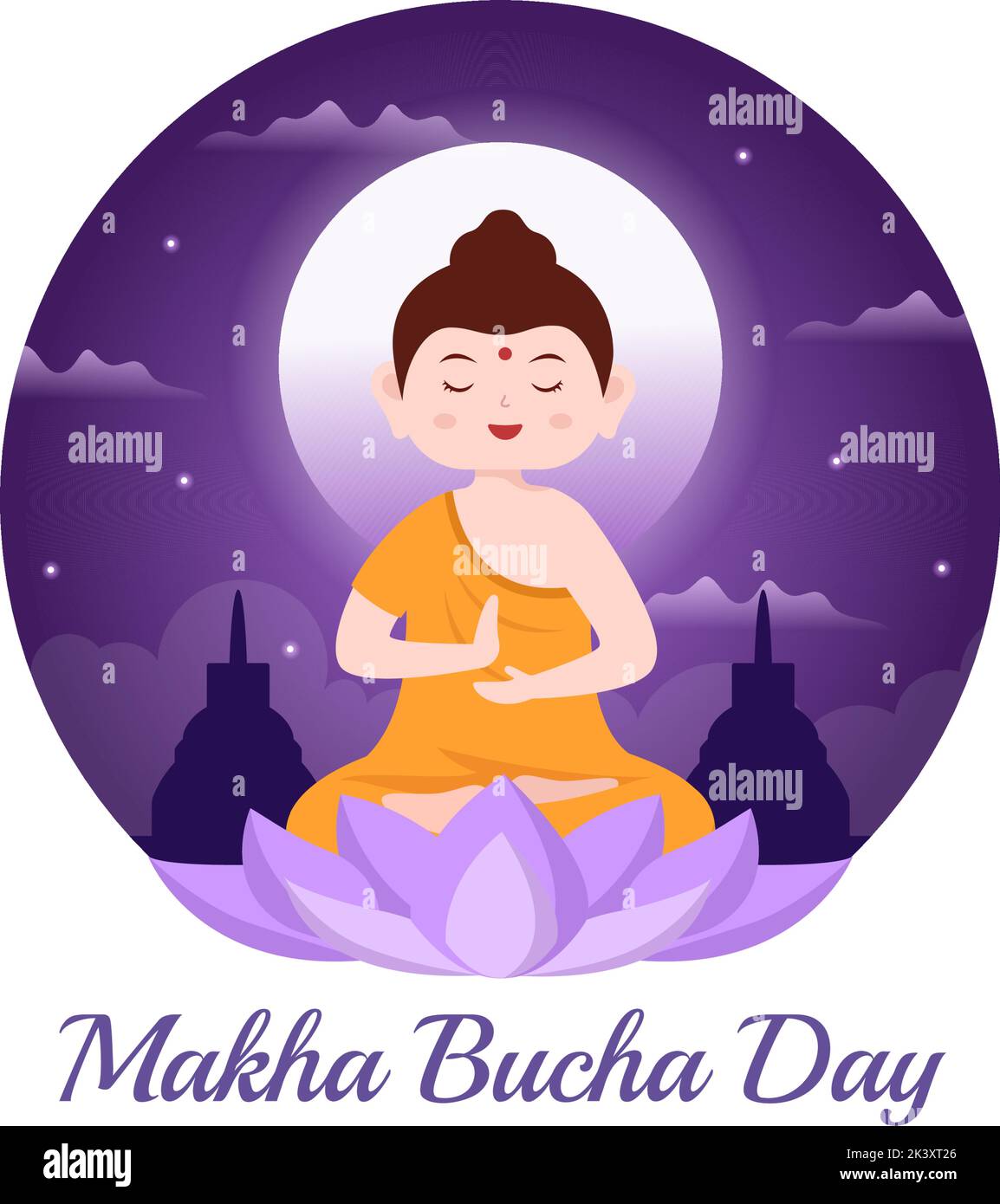 Happy Makha Bucha Day Template Hand Drawn Cartoon Flat Illustration ...