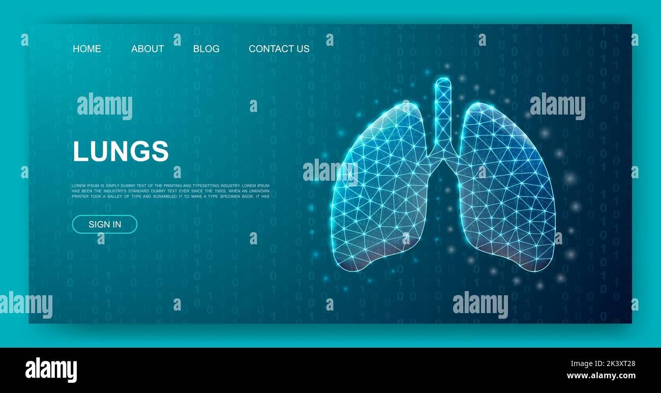 Lungs 3d polygonal website template. Respiratory system design ...