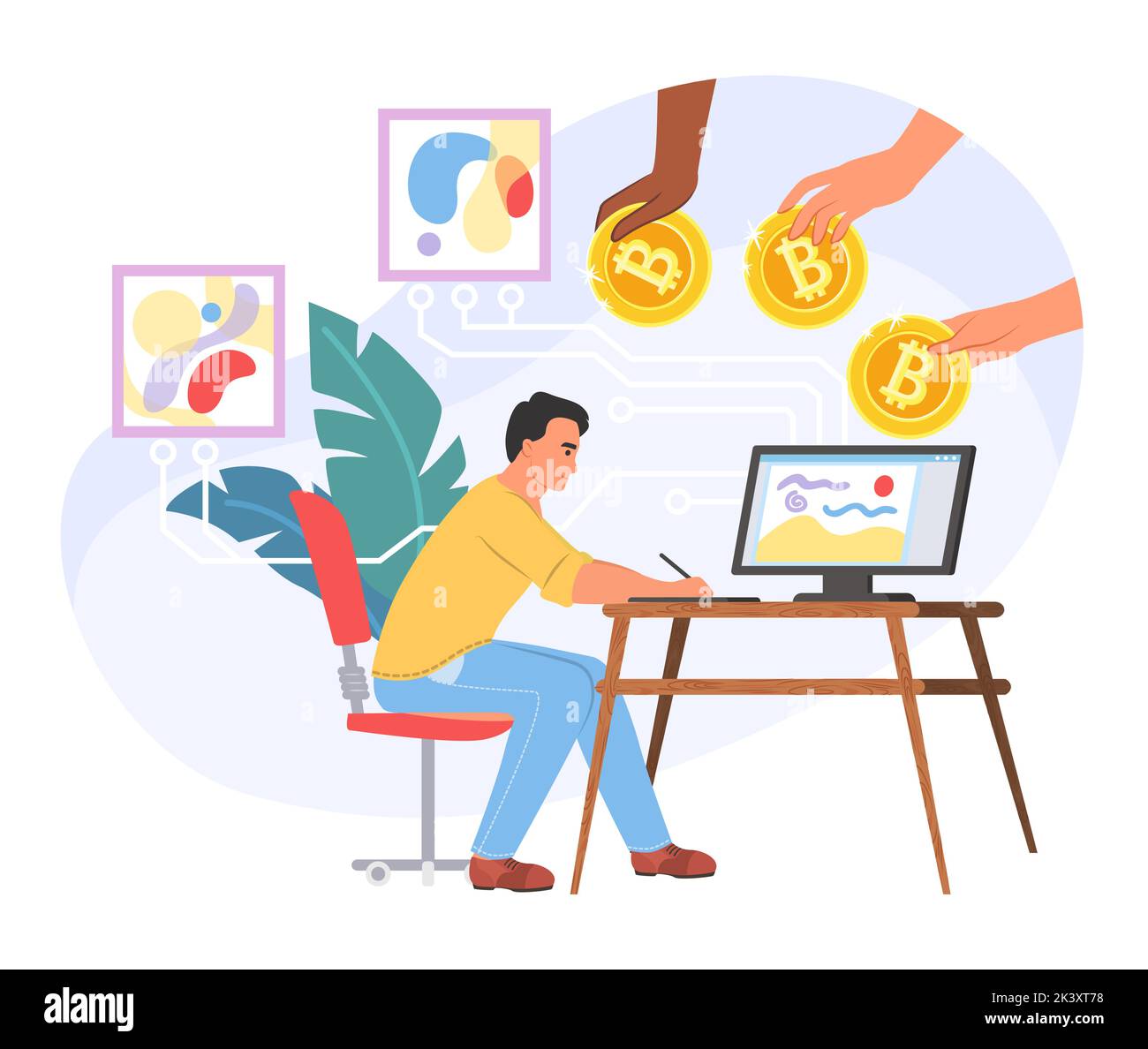 Nft artist illustration. Crypto art vector. Creating assets for ...