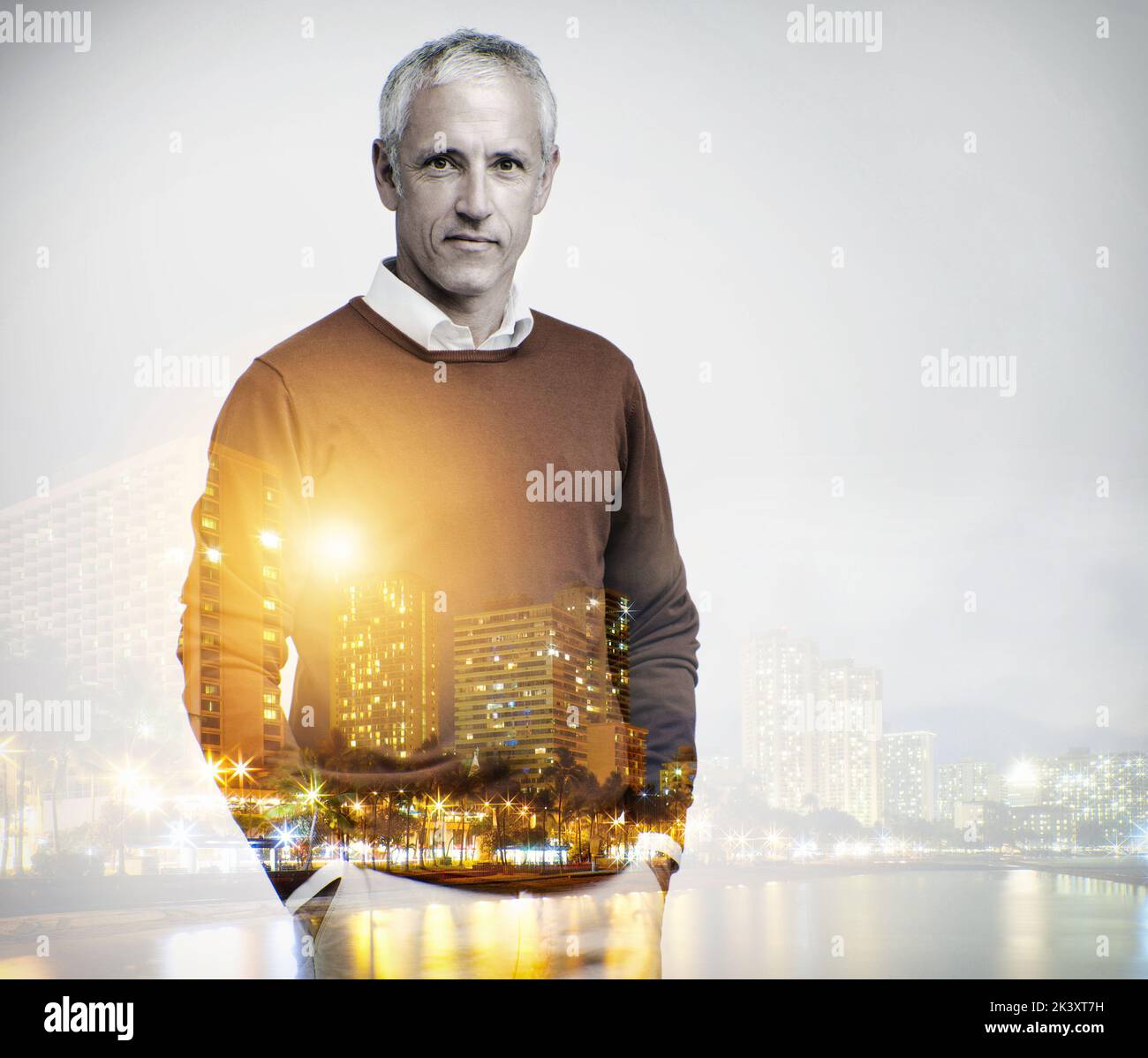 Making it happen in the city. Multiple exposure portrait of a ...