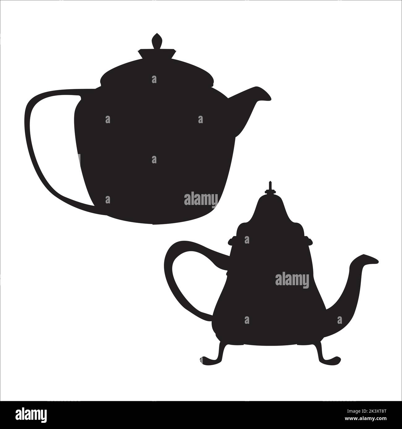 Vector Set Of Teapots Silhouettes Illustration Isolated On White ...