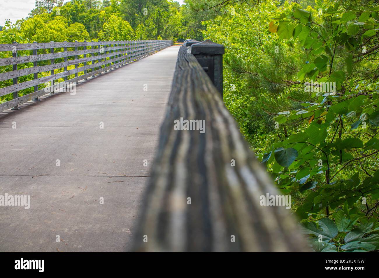 Silver Comet Trail 65 mile paved path Georgia USA rail of a wooden old ...
