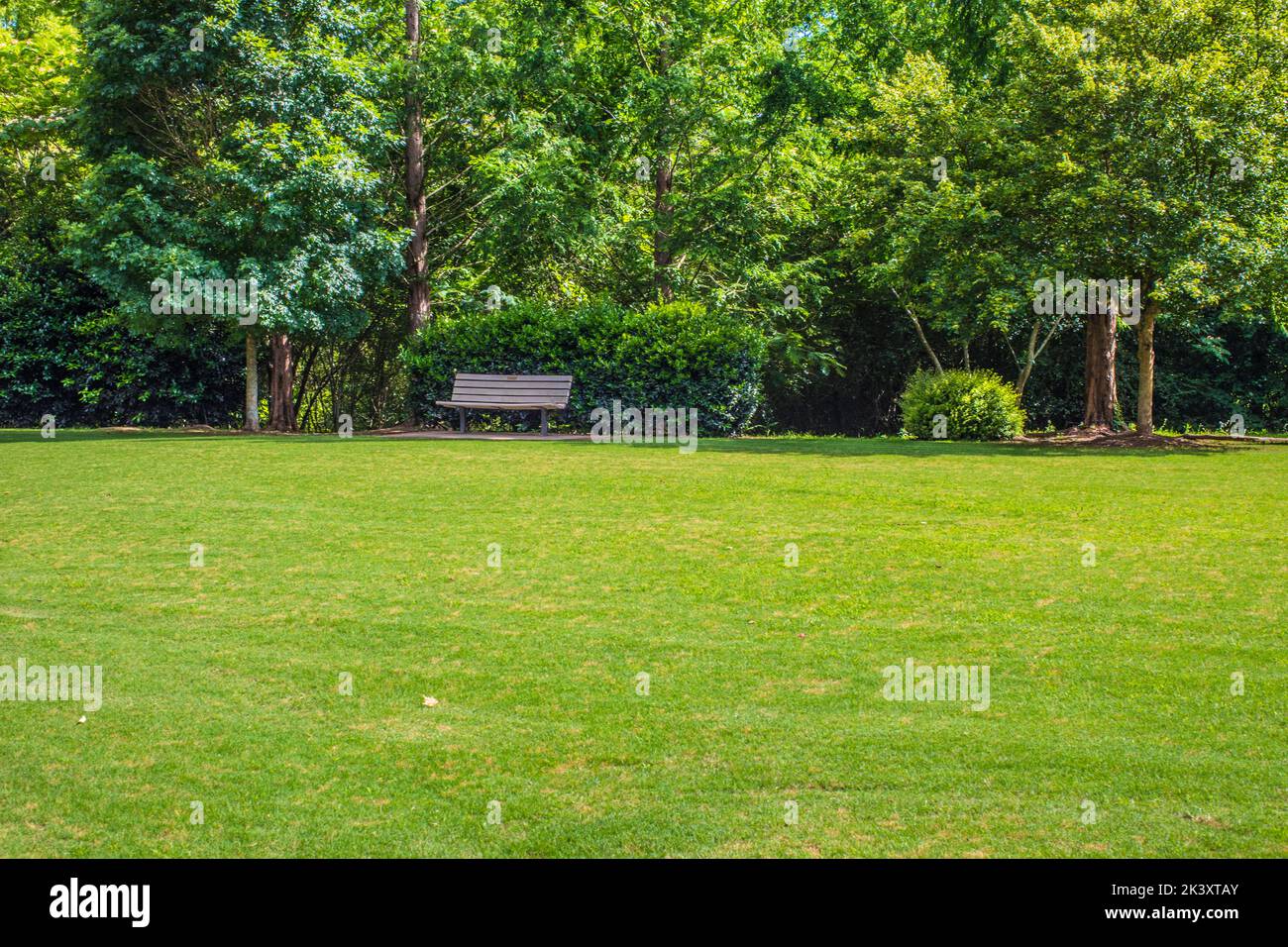 Silver Comet Trail 65 mile paved path Georgia USA distant wooden bench ...