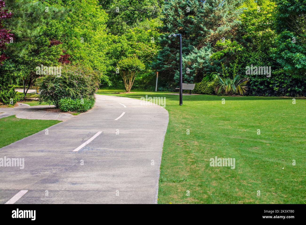 Silver Comet Trail 65 mile paved path Georgia USA beautiful lawn and ...