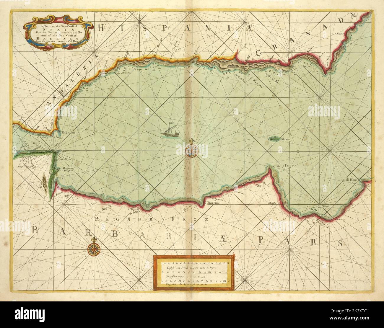 A chart of the sea coast of SPAIN from the Straits mouth to C de Gat ...