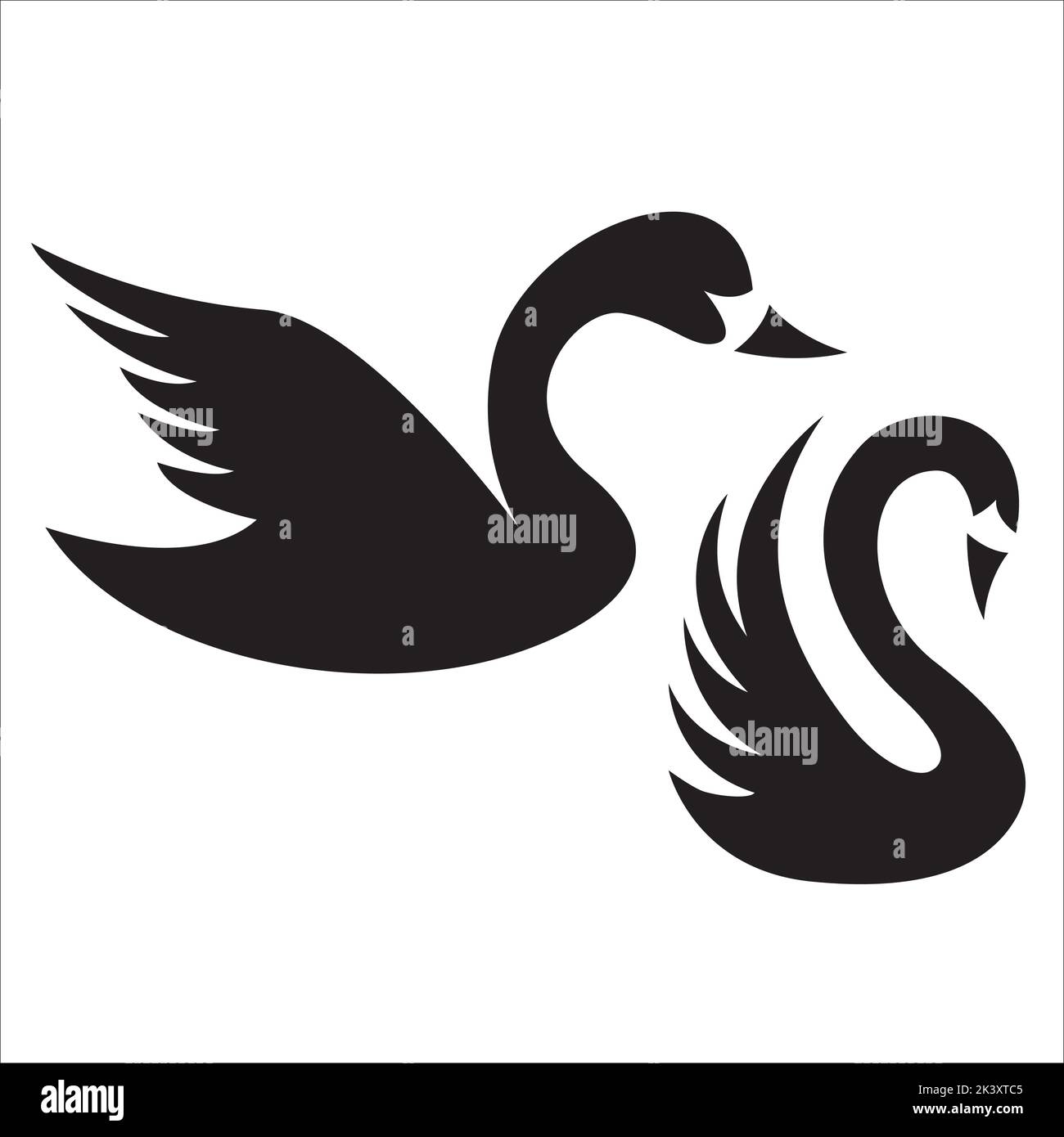 Vector Set Of Swan Silhouettes Illustration Isolated On White ...