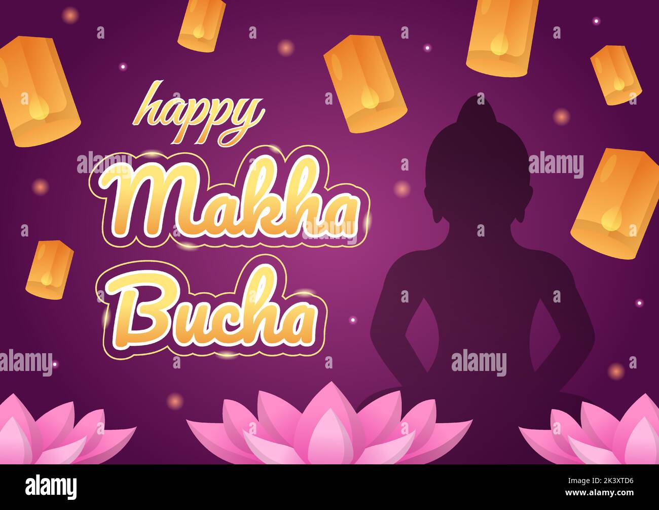 Happy Makha Bucha Day Template Hand Drawn Cartoon Flat Illustration ...