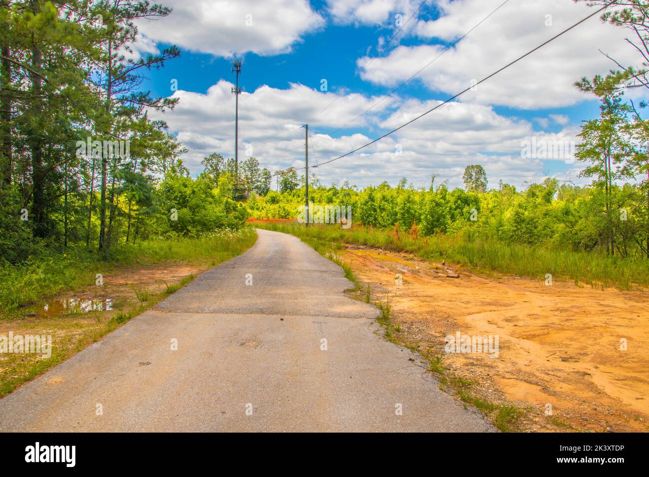 Silver Comet Trail 65 mile paved path Georgia USA curved road and puffy ...