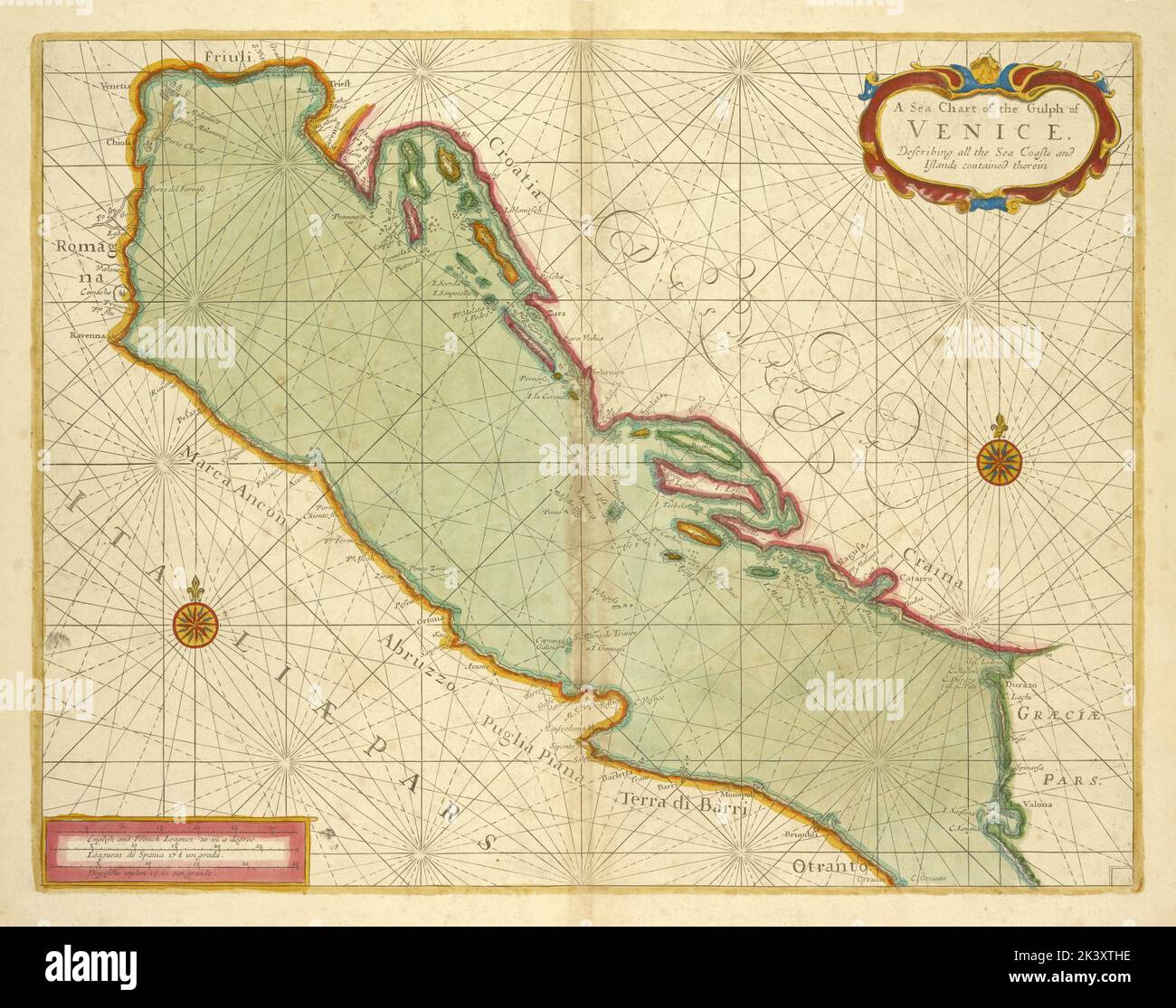 A sea chart of the Gulph of VENICE describing all the sea coasts and ...