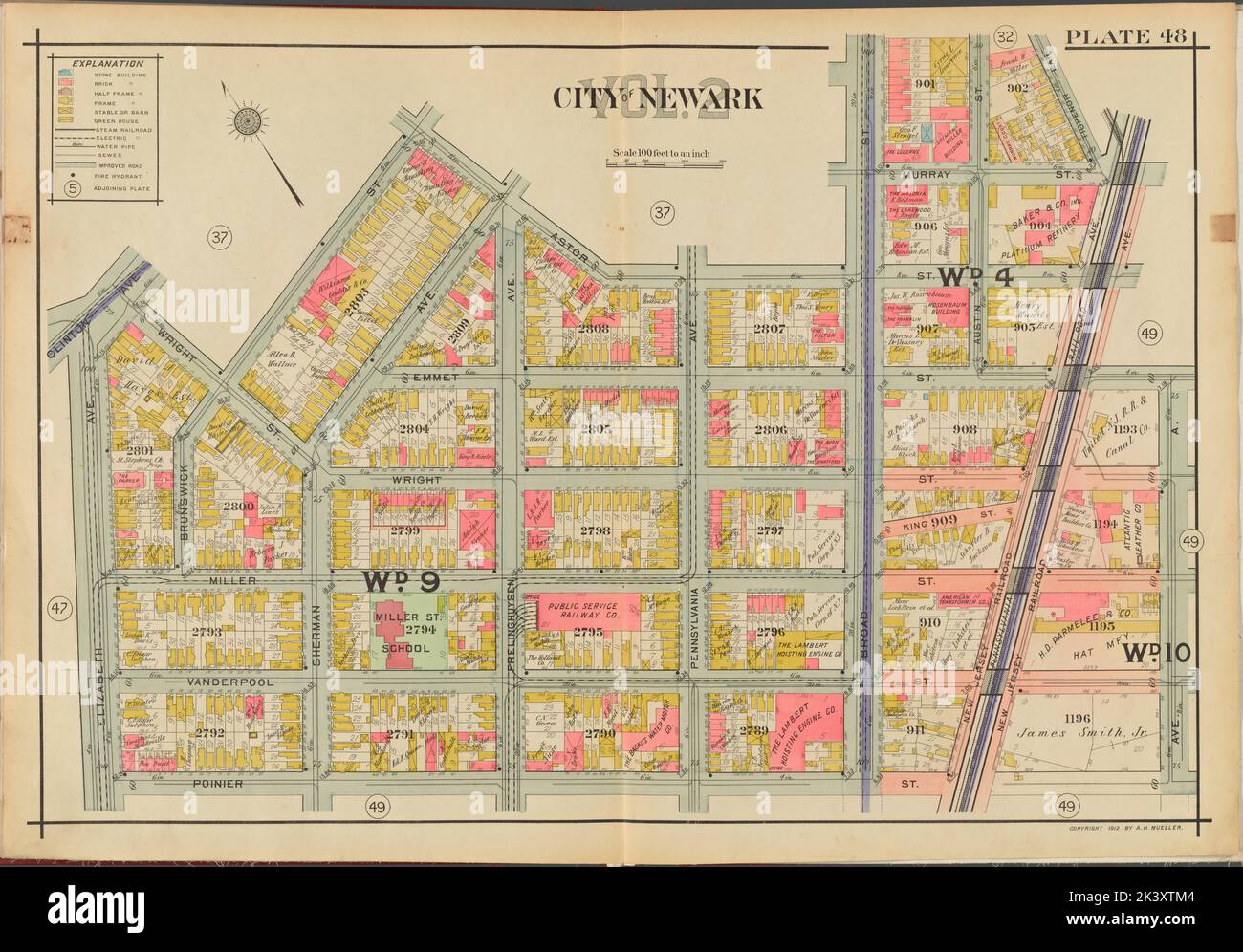 Newark, V. 2, Double Page Plate No. 48 Map bounded by Astor St., Avenue ...