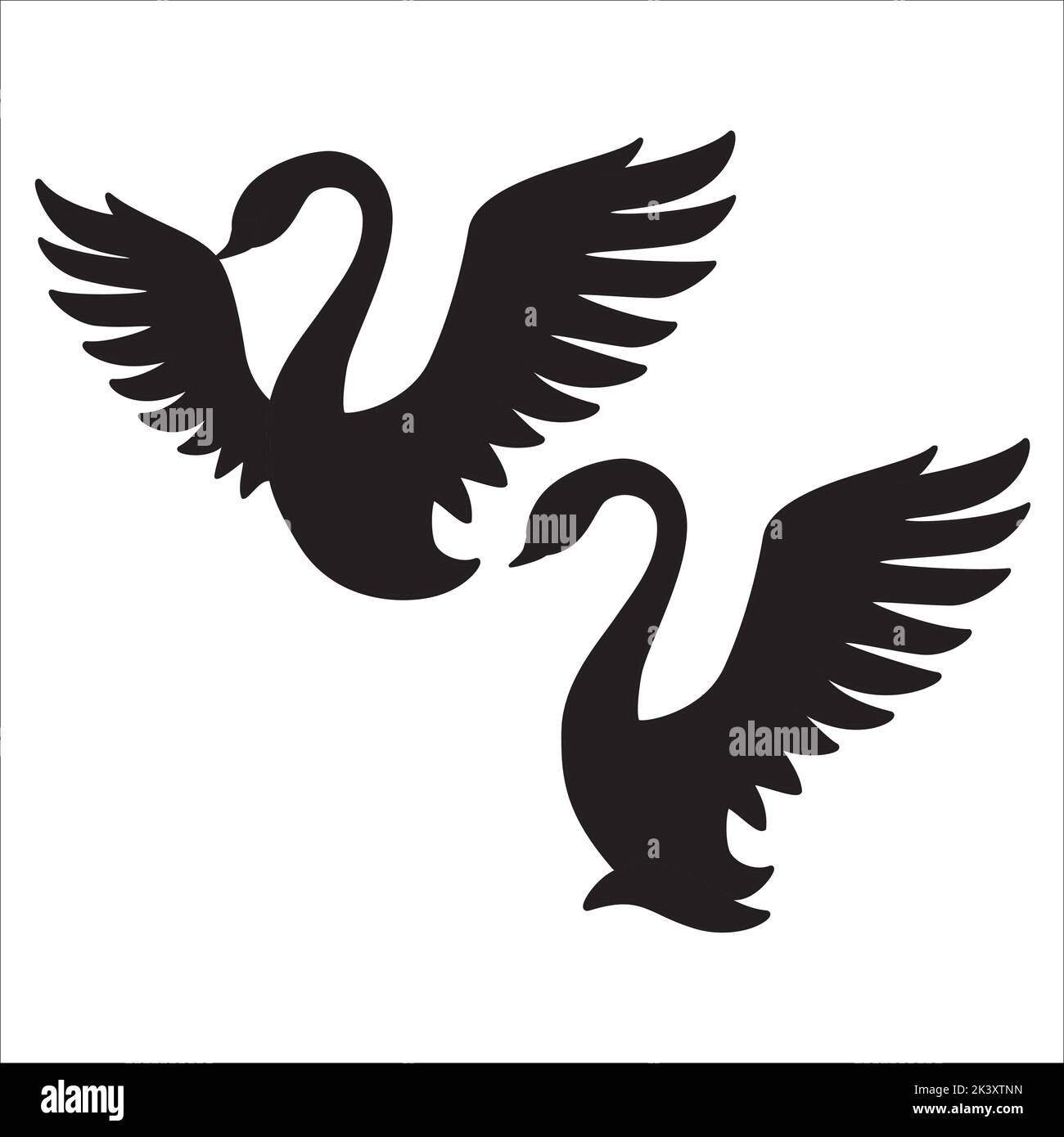 Vector Set Of Swan Silhouettes Illustration Isolated On White ...