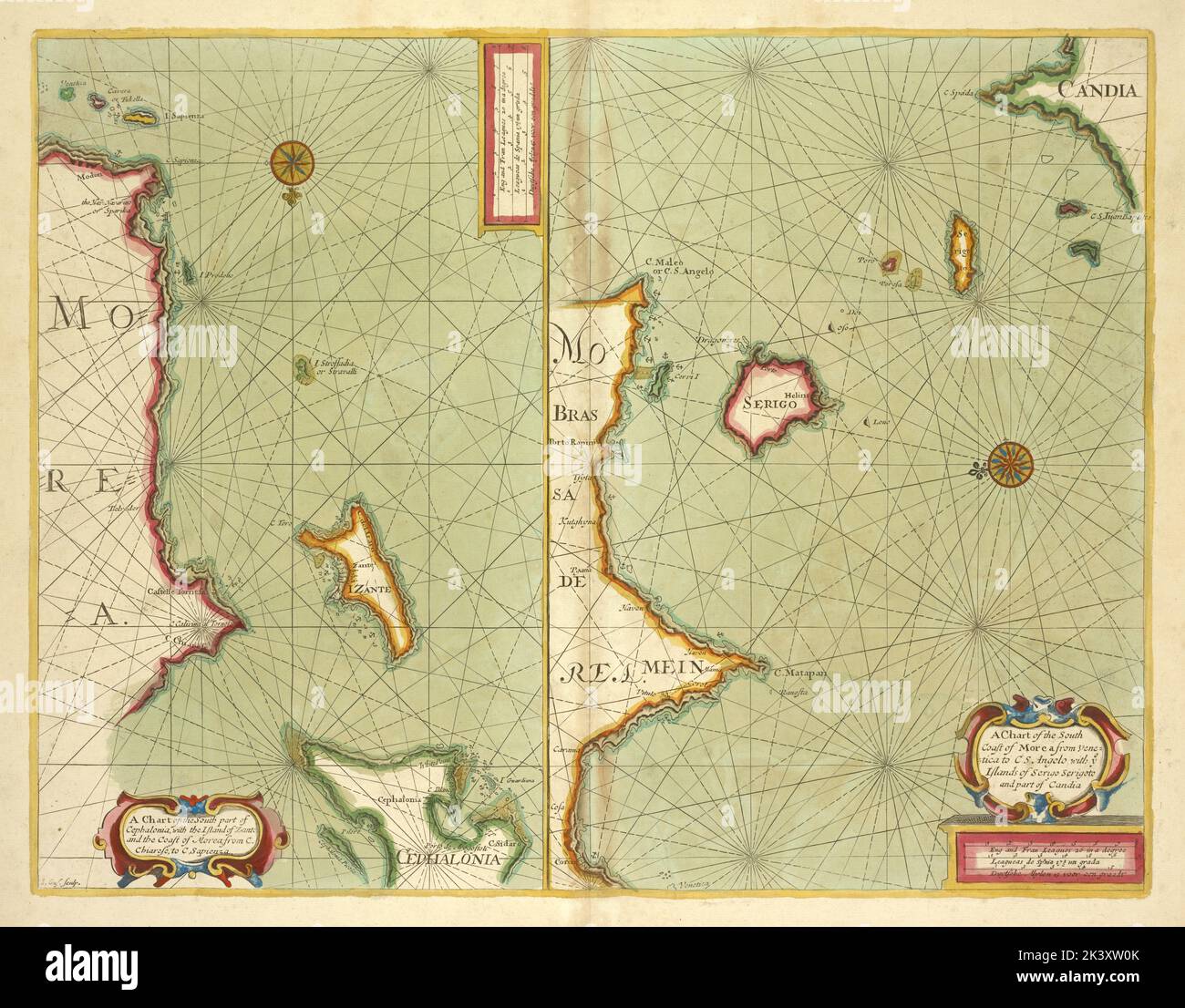 A chart of the south part of Cephalonia, with the Islands of Zante and ...