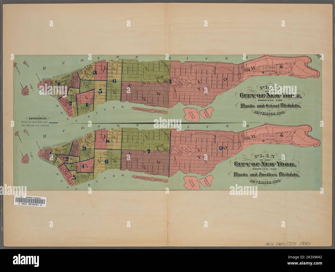 Map of new york city 1870 hi-res stock photography and images - Alamy