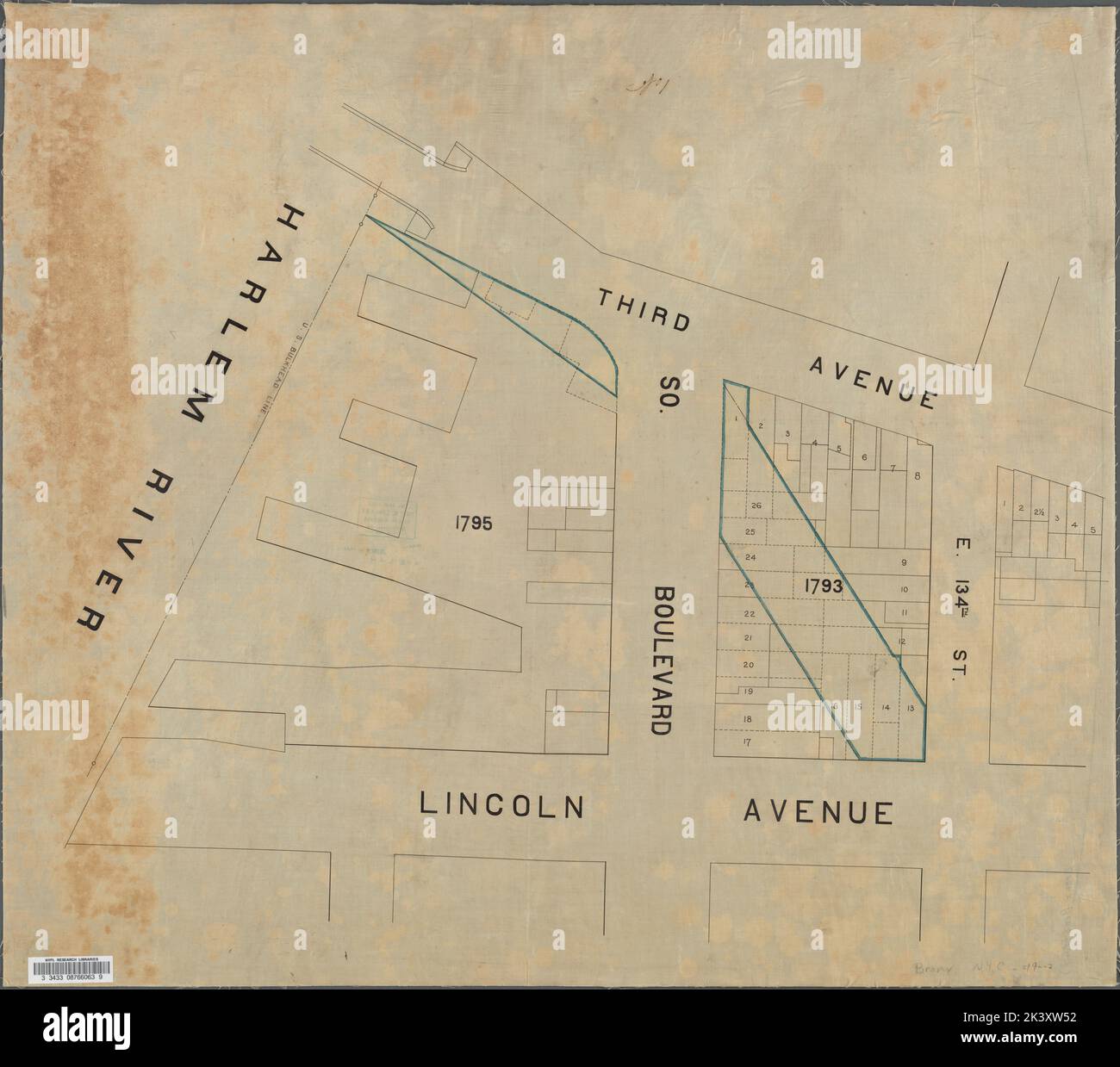 Ms. Map of the part of the Bronx bounded by the Harlem River, Third ...