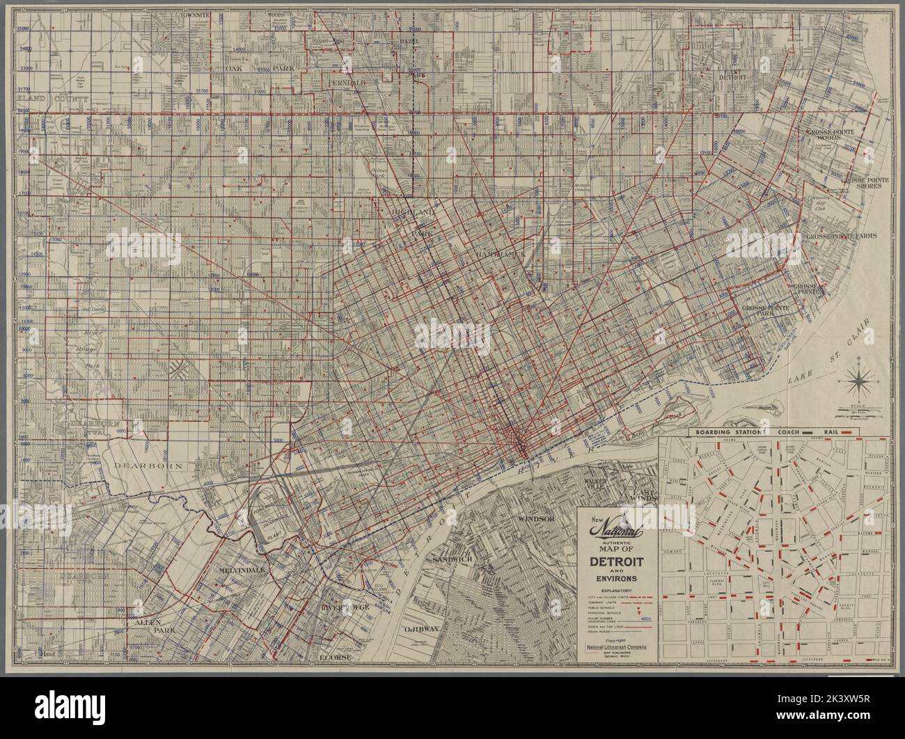 New National authentic map of Detroit and environs Cartographic ...