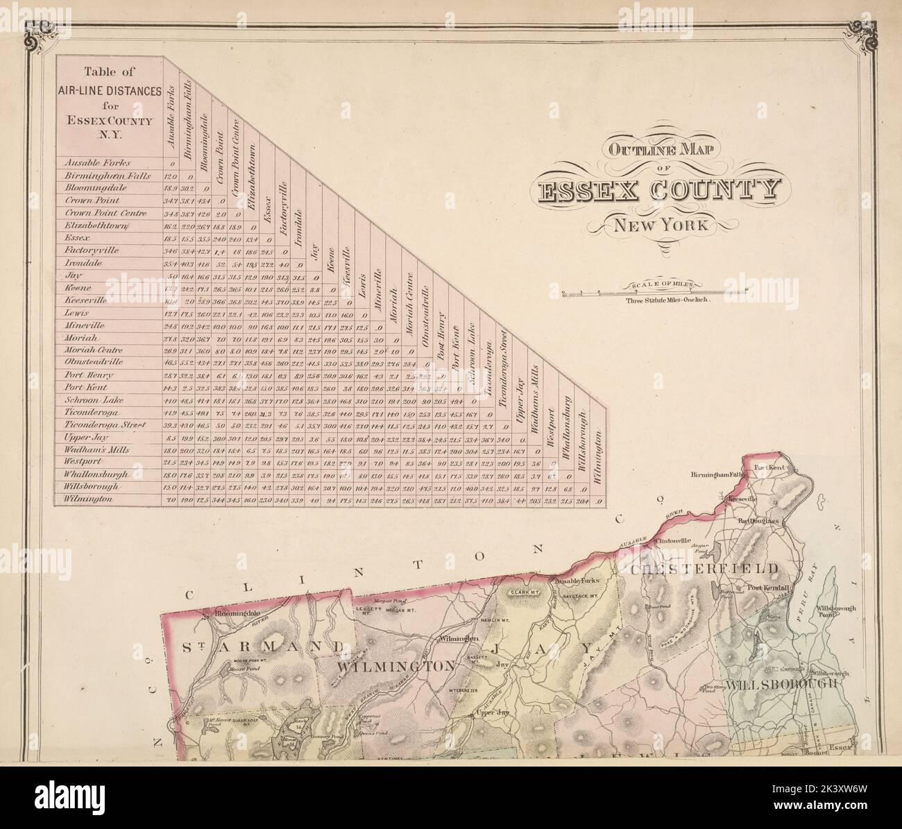 Outline Map Of Essex County New York Cartographic Atlases Maps 1876 Lionel Pincus And