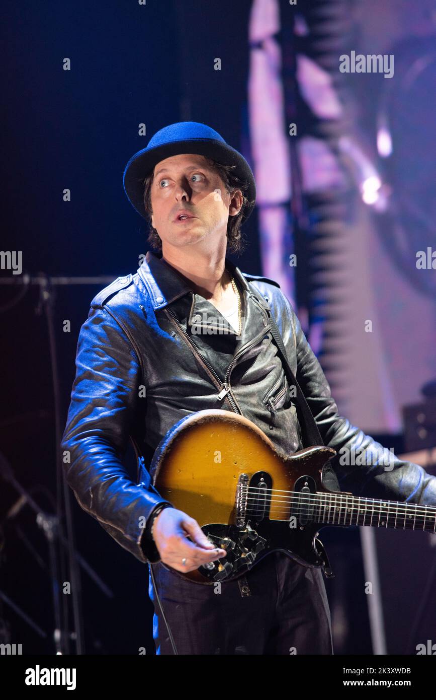 London, United Kingdom. 28th Sep 2022. Carl Barat playing with the ... London, United Kingdom. 28th Sep 2022. Carl Barat playing with the ...