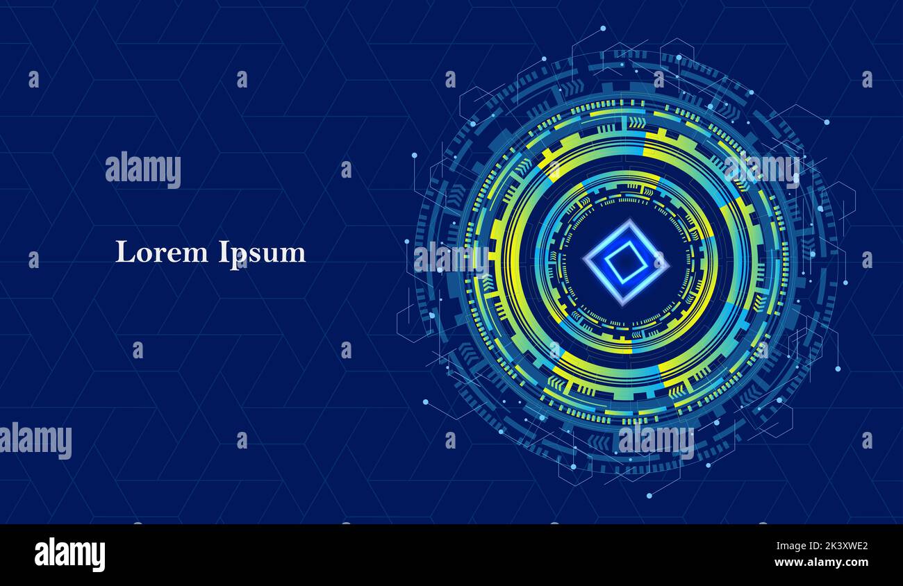 abstract blue yellow technology circle, futuristic pattern, geometric ...