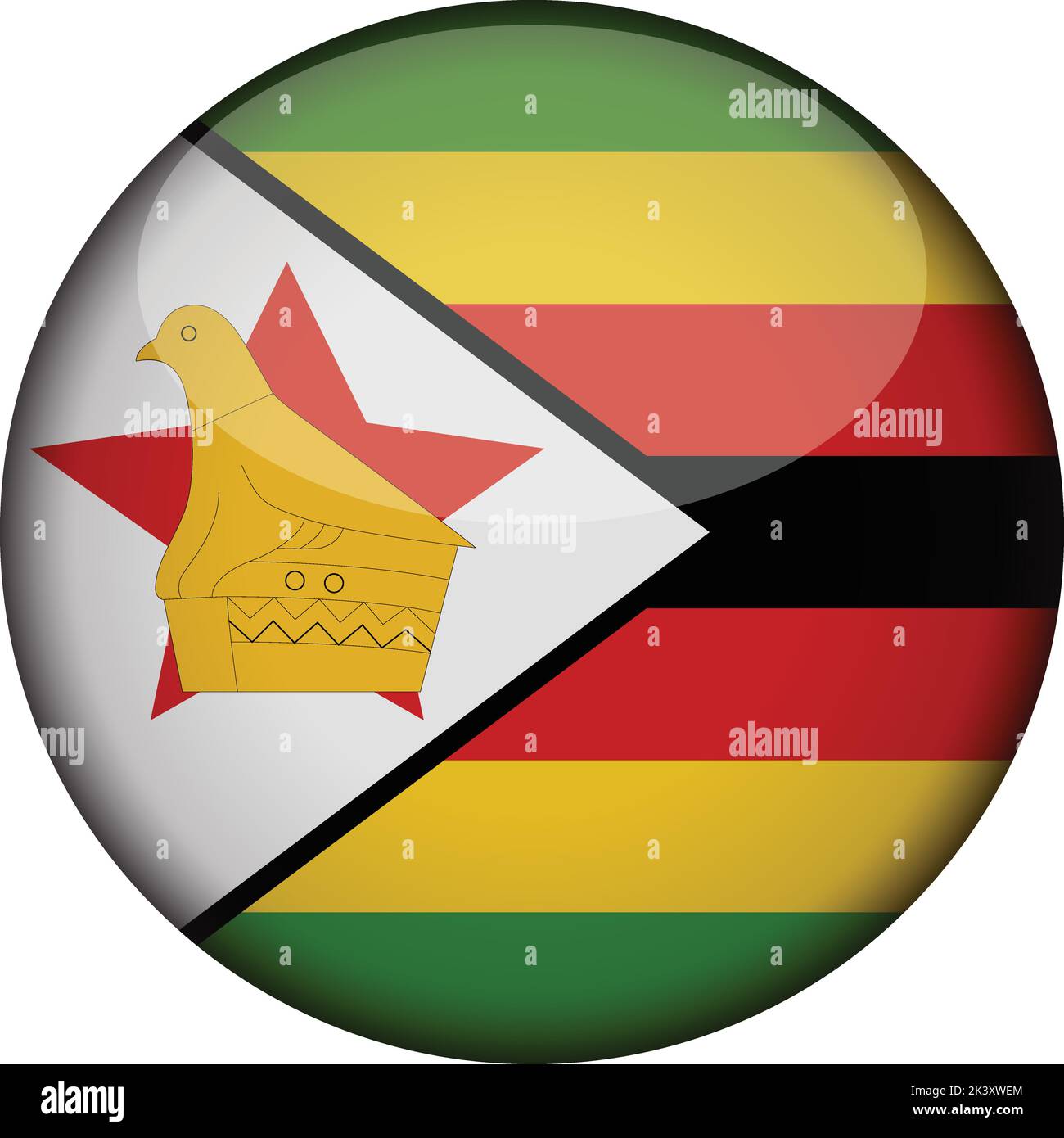 zimbabwe Flag in glossy round button of icon. zimbabwe emblem isolated ...