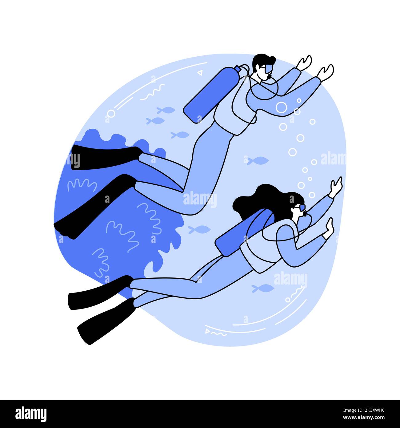 Open water diving course isolated cartoon vector illustrations Stock ...