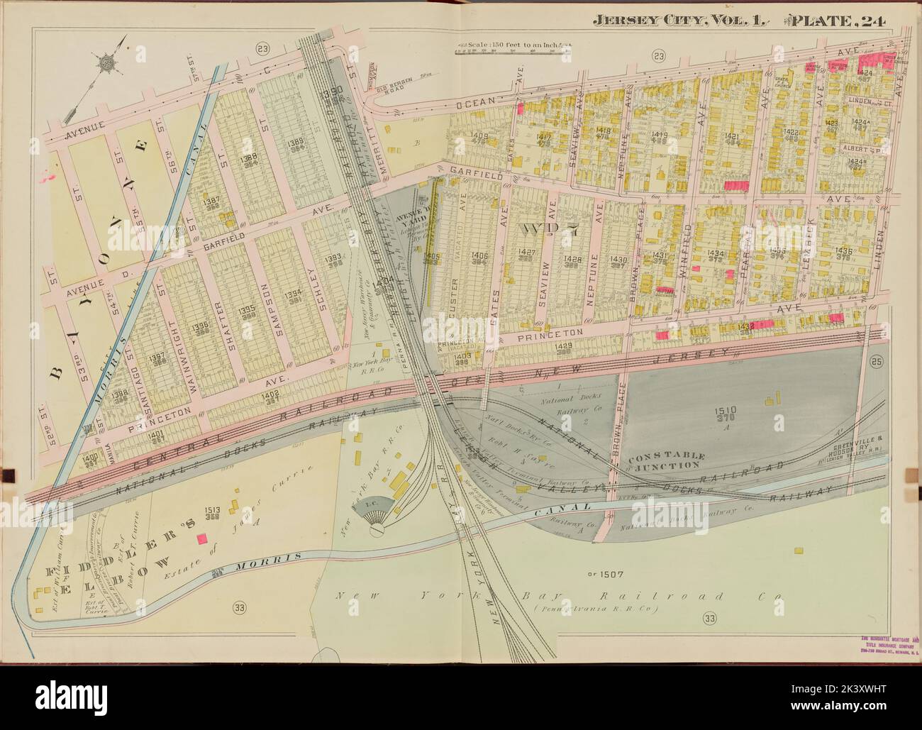 Hudson County, V. 1, Double Page Plate No. 24 Map bounded by Avenue C ...