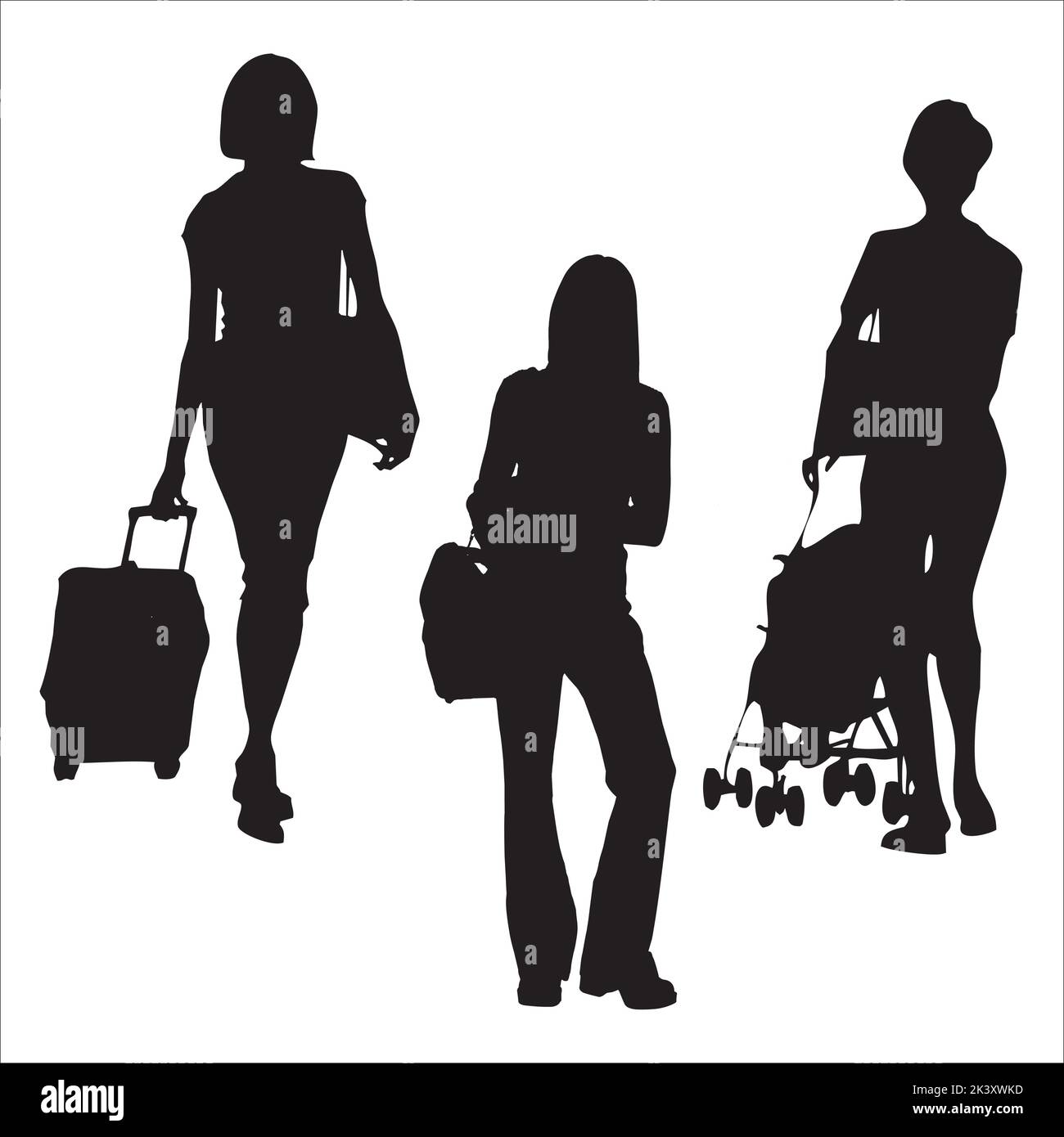 Vector Set Of Traveling Peoples Silhouettes Illustration Isolated On ...