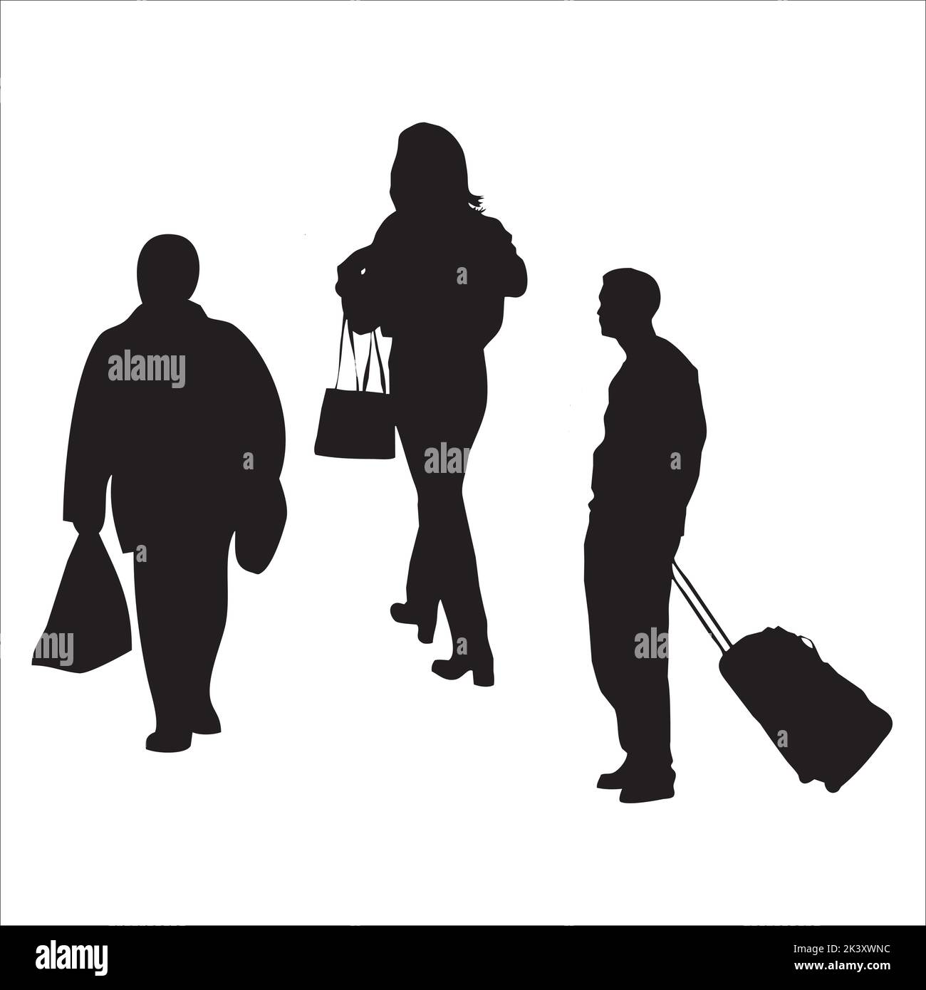 Vector Set Of Traveling Peoples Silhouettes Illustration Isolated On ...