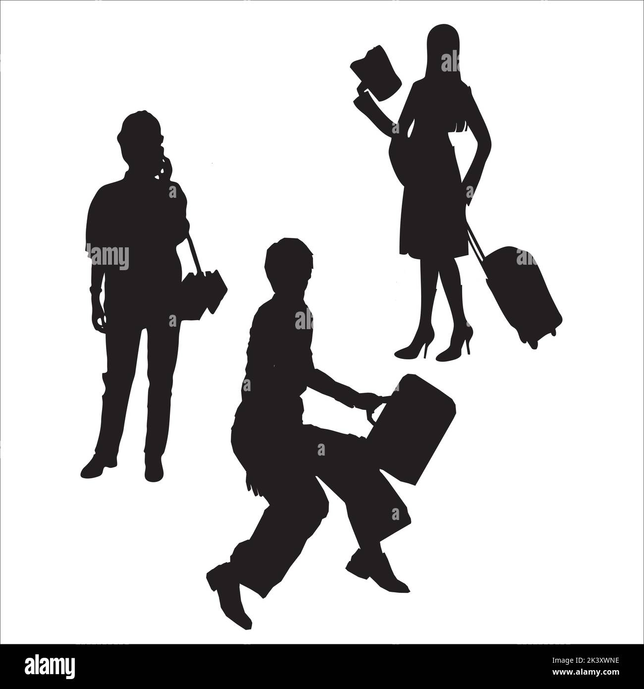 Vector Set Of Traveling Peoples Silhouettes Illustration Isolated On ...