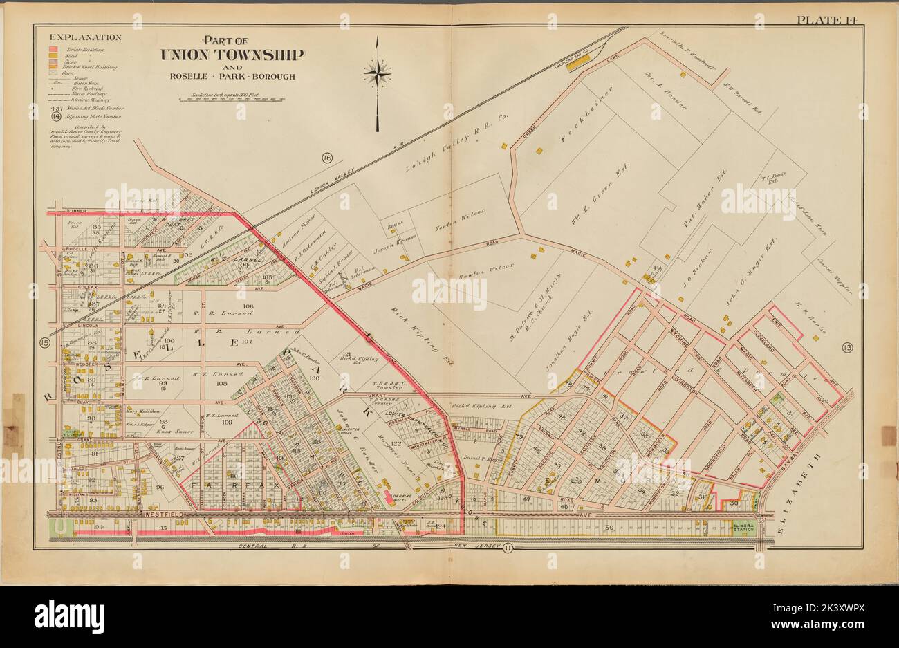 Union County, Double Page Plate No. 14 Map bounded by Green Lane, Bay ...