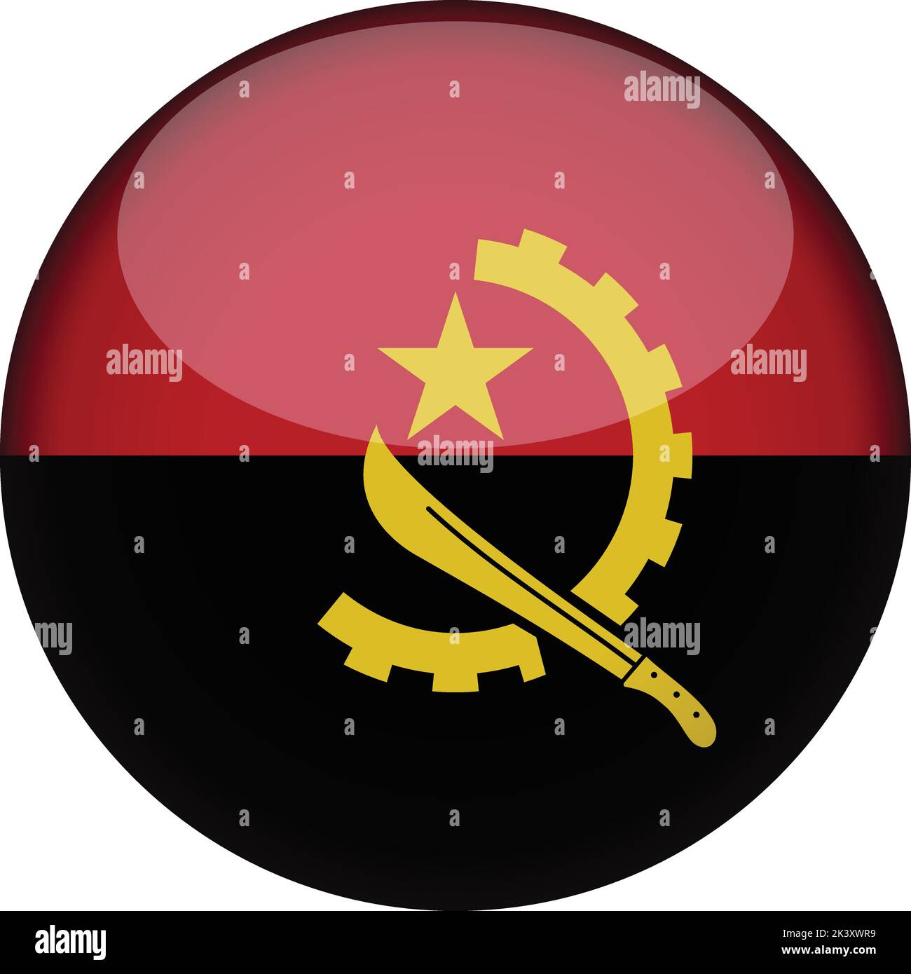 angola Flag in glossy round button of icon. angola emblem isolated on ...