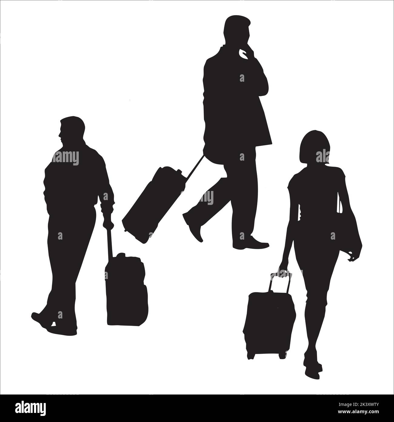 Vector Set Of Traveling Peoples Silhouettes Illustration Isolated On ...